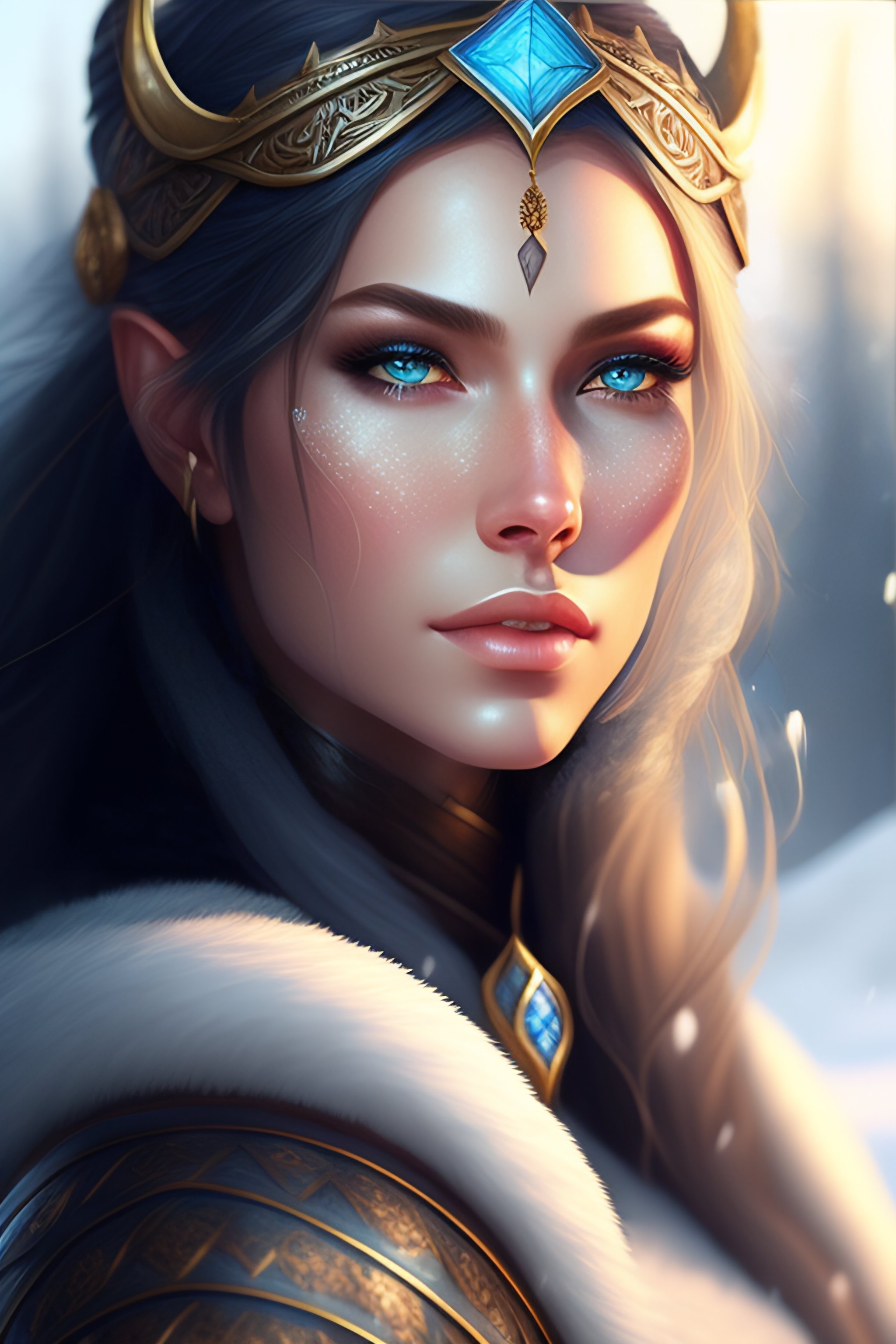 Lexica - Azure viking warrior elf, regal, elegant, winter, snow ...