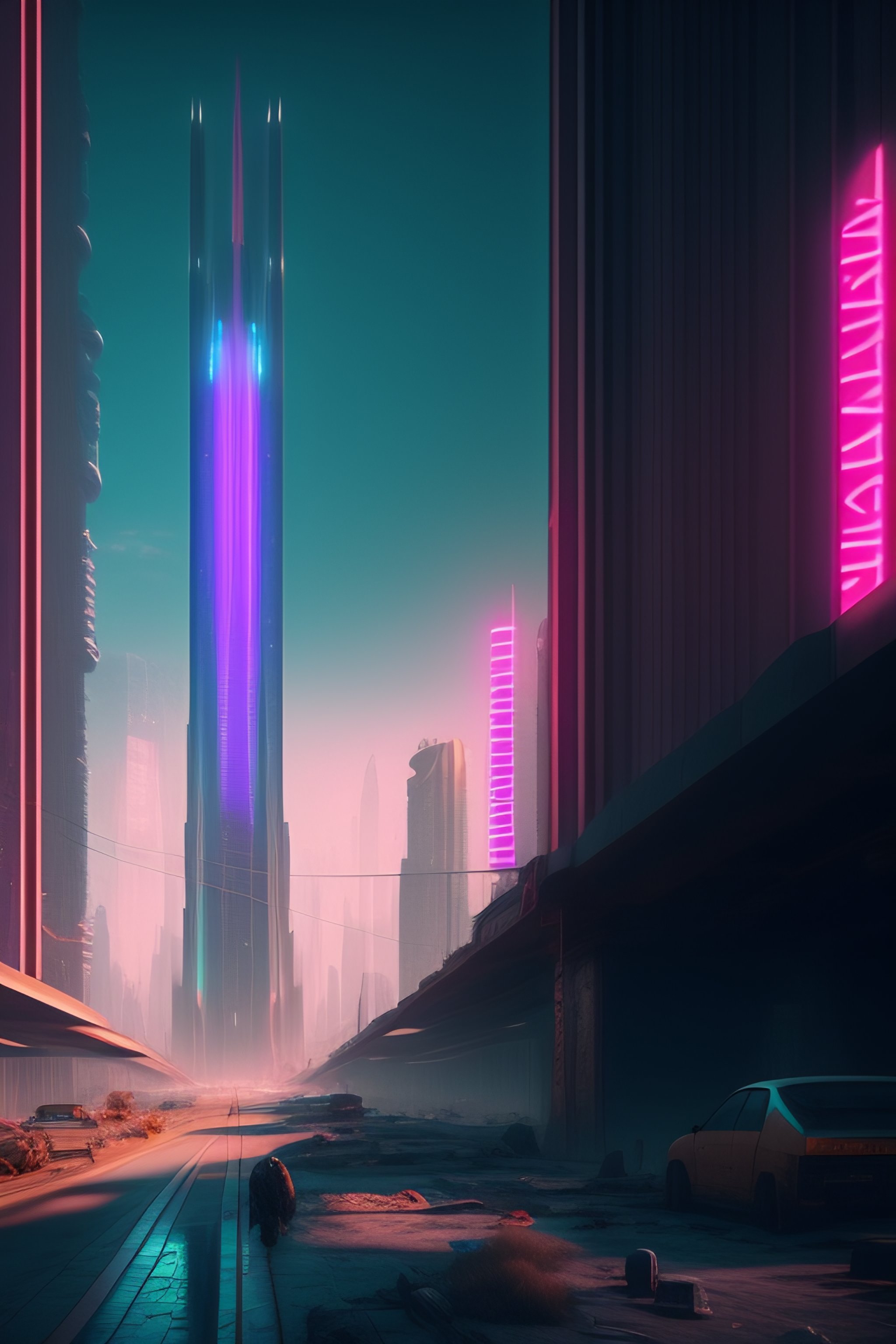 Lexica - A abandoned cyberpunk city, realistic, --ar 16:9