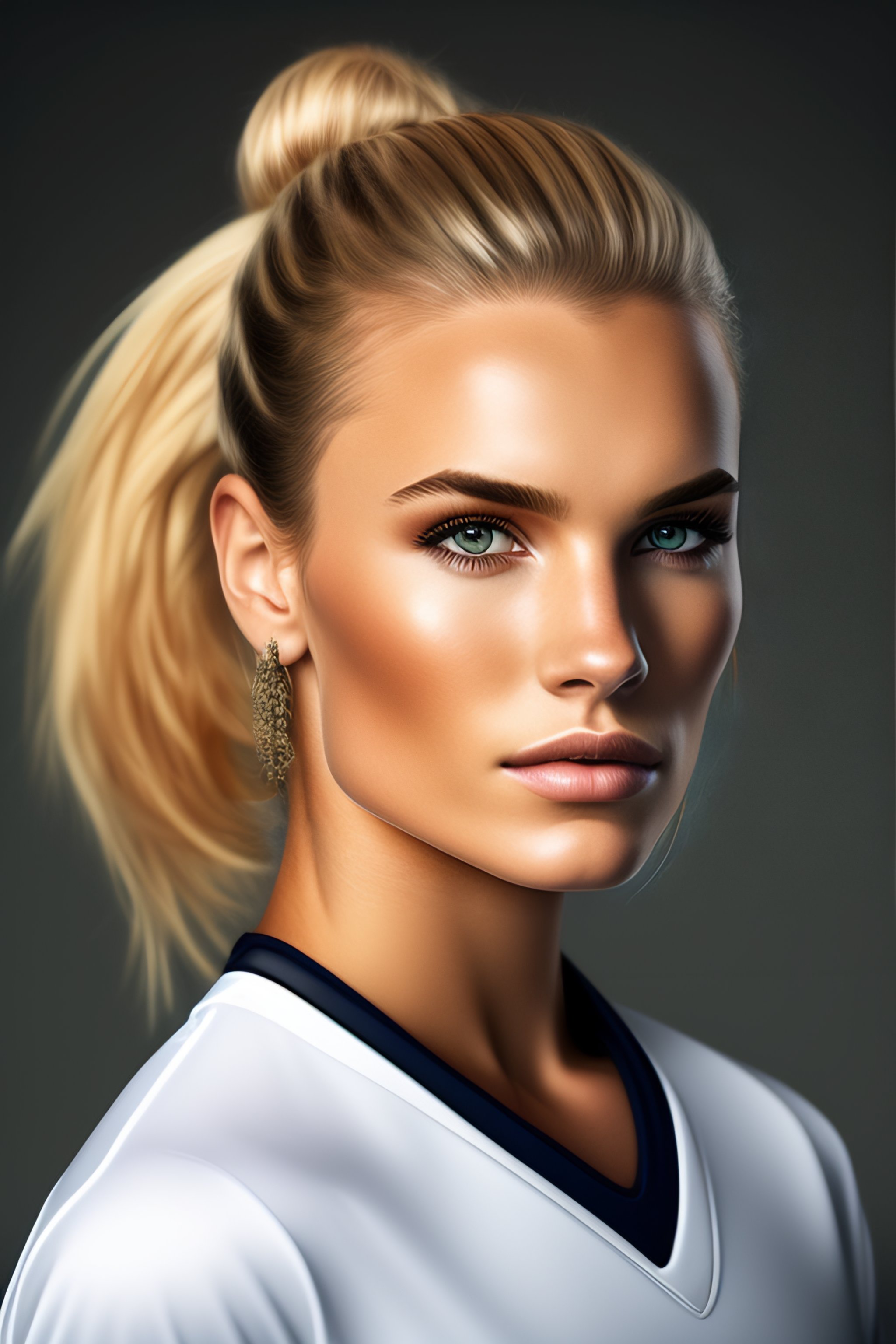 Lexica - 1girl, blonde, ponytail, sporty, forehead, squinting, frown ...