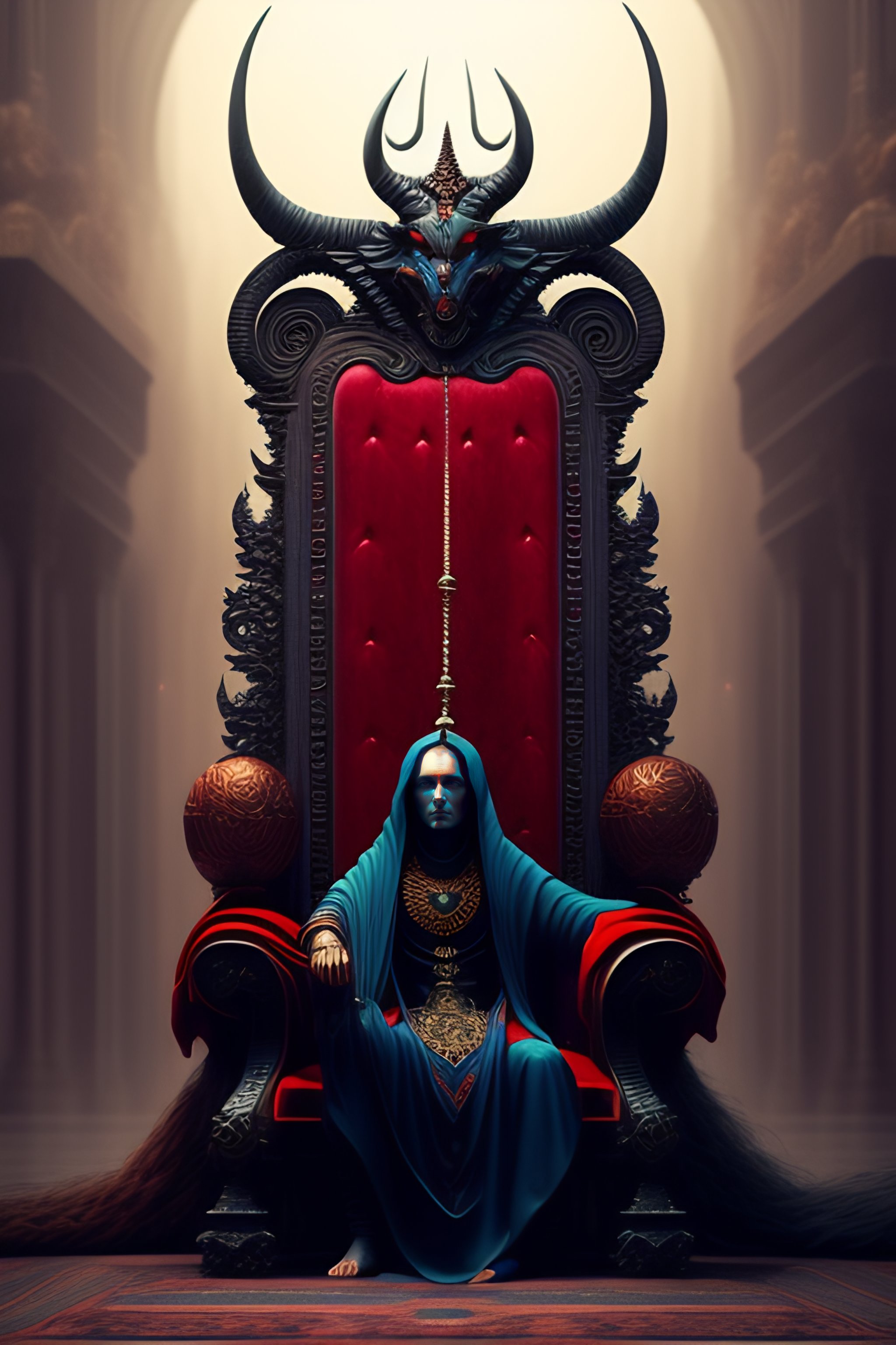 Lexica - The devil sits on his throne, horror art by beksinski and ...