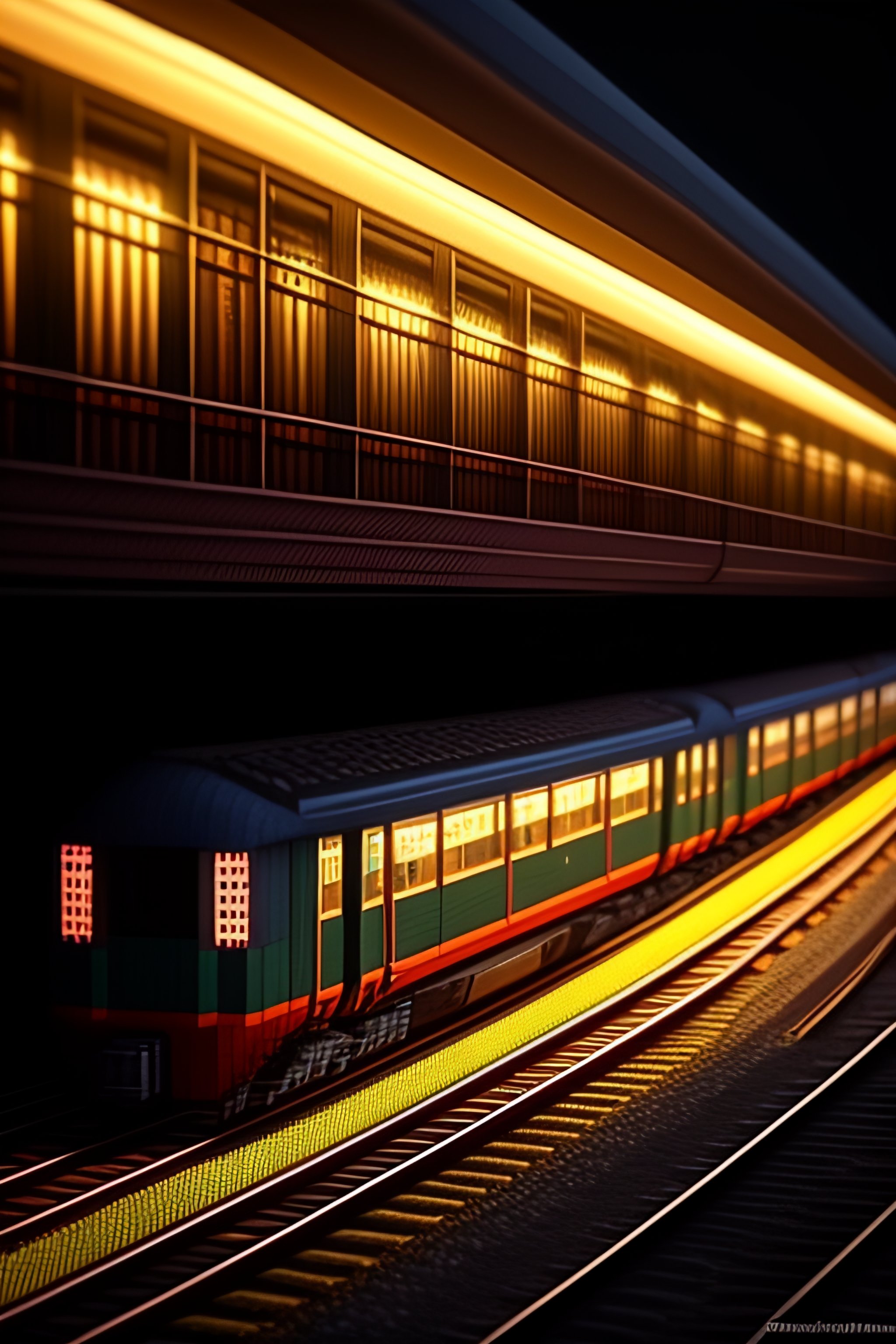 Lexica - Pixelart, Late train at the eerie station at night, hyper ...