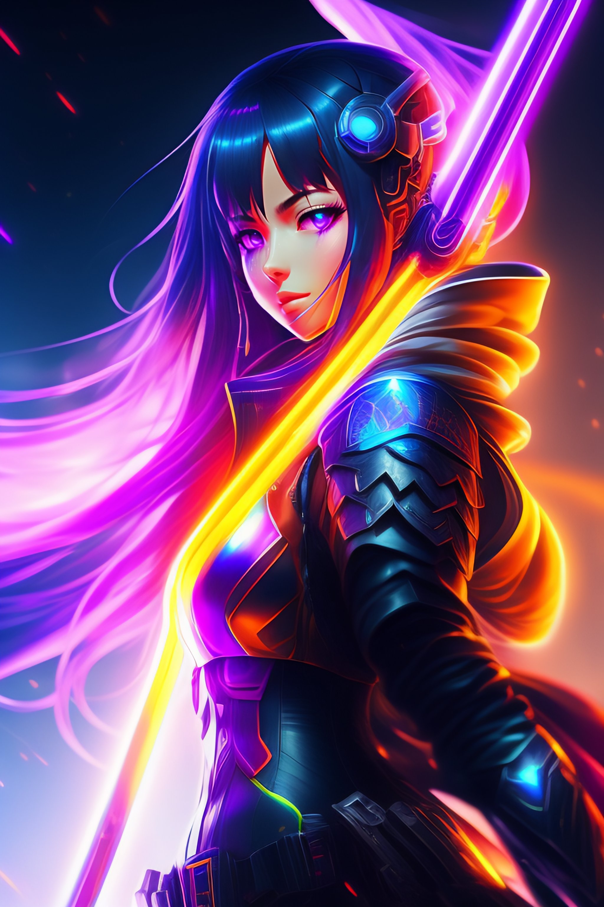 Lexica - CYBERPUNK NEON SWORD, NICE EFFECT AURA, BY SWORD ART ONLINE