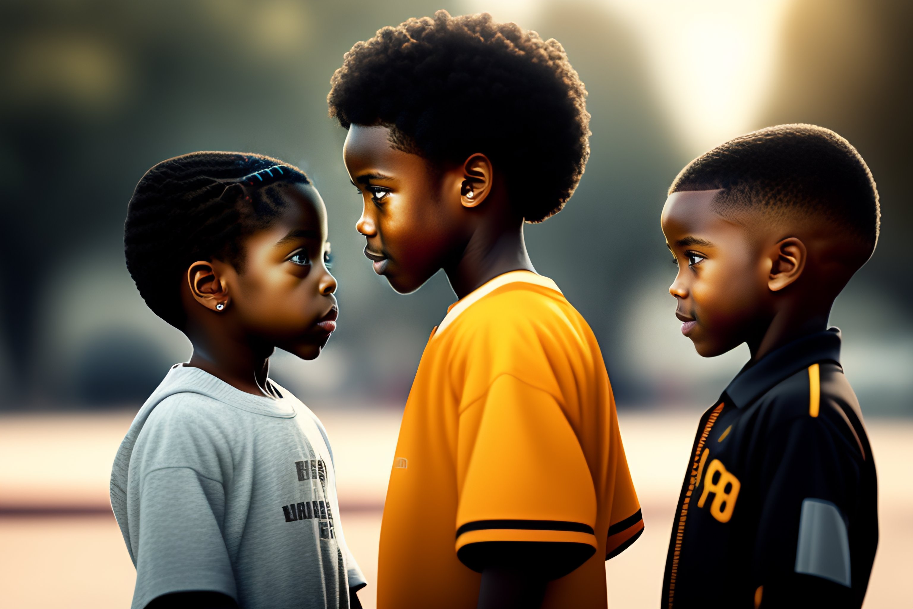 Lexica - Black boy talking to a stranger with kind words