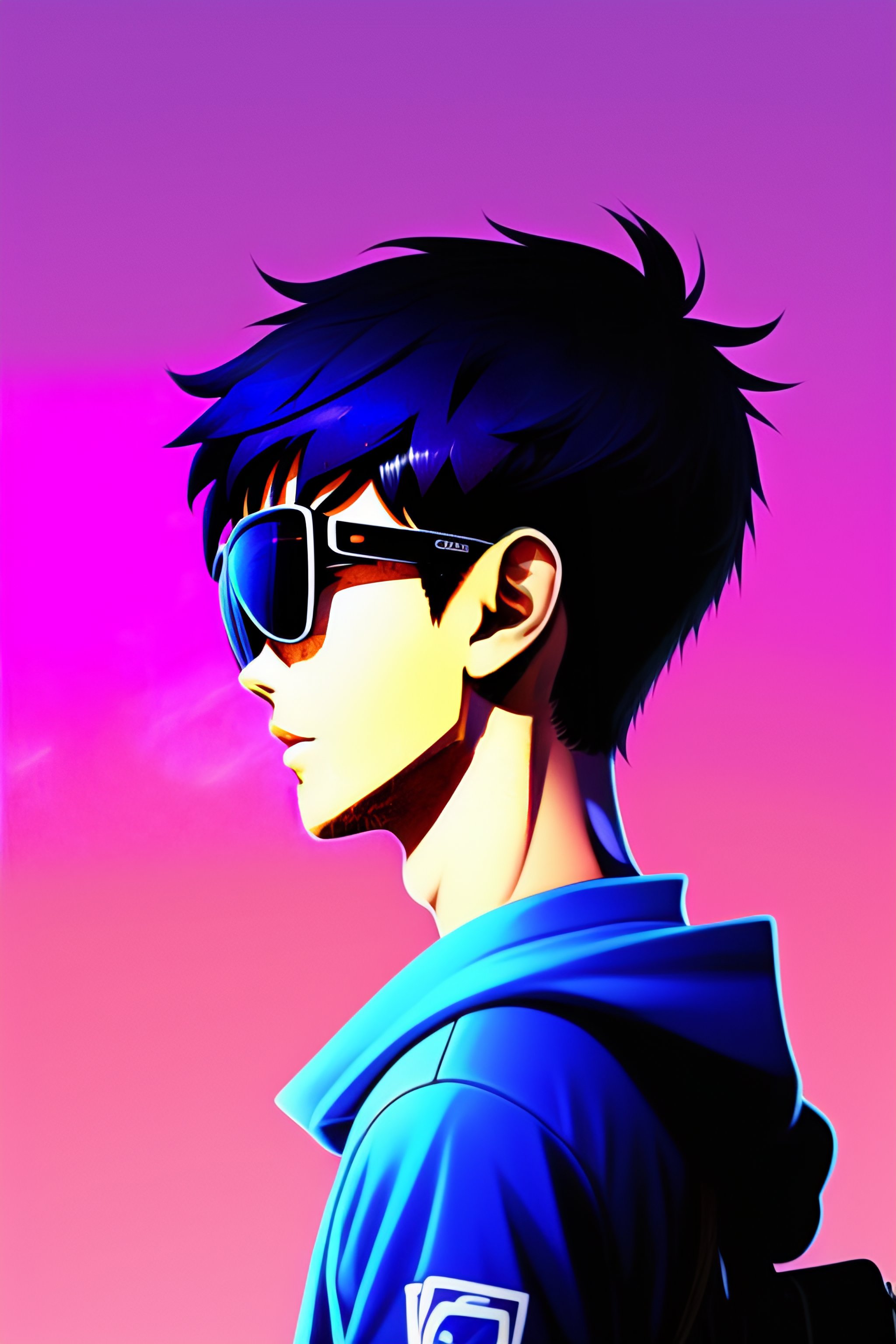 Lexica - A silhouette of a gamer boy, cartoon style, blue background ...