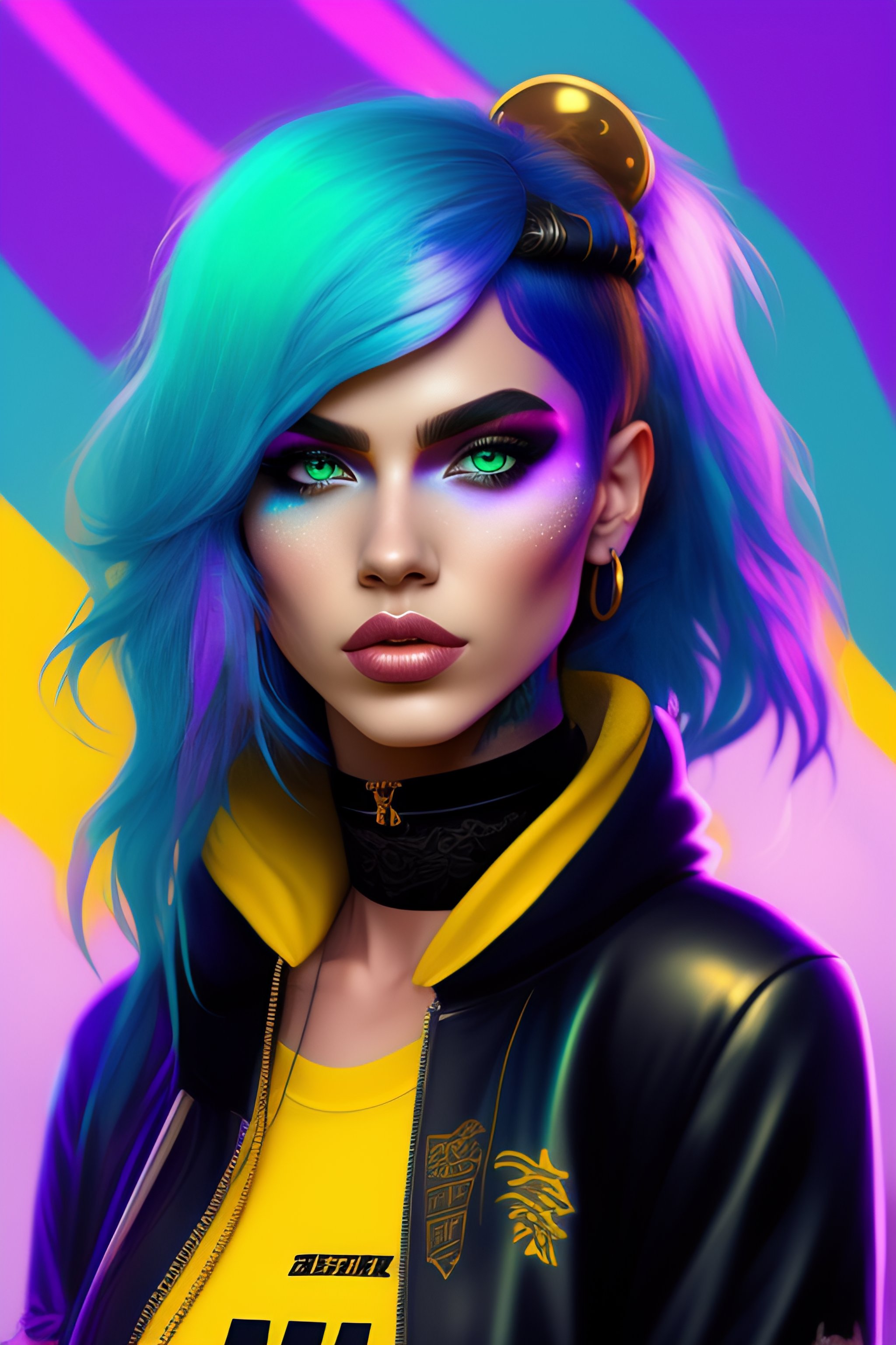 Lexica - Highly detailed portrait of a sewer emo punk woman student ...