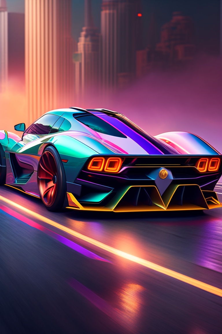 Lexica - Hypercars cyberpunk, muted colors ,swirling color smokes ...