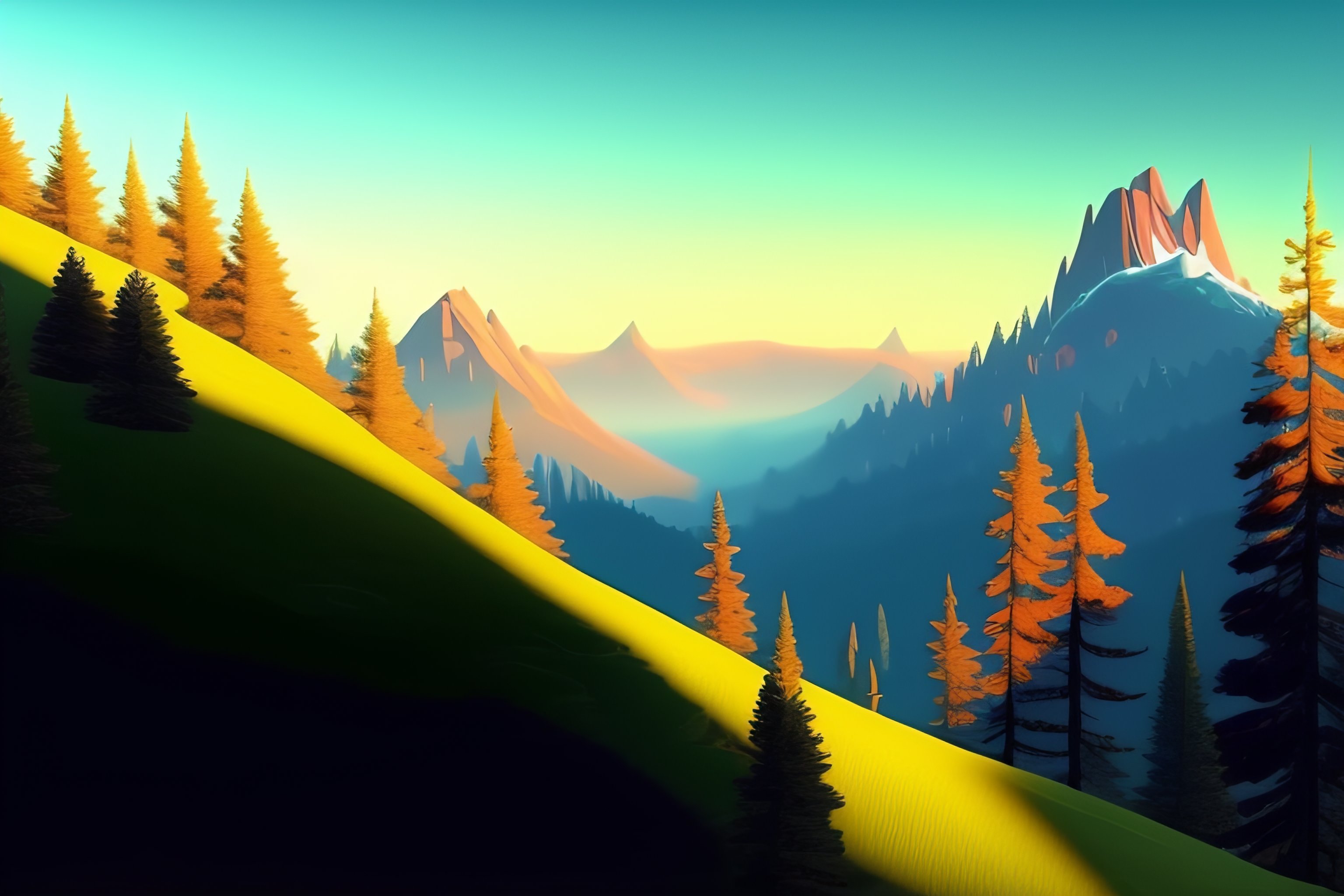 Lexica - Forest and mountain, on the mountain - howling wolf, in PIXar ...