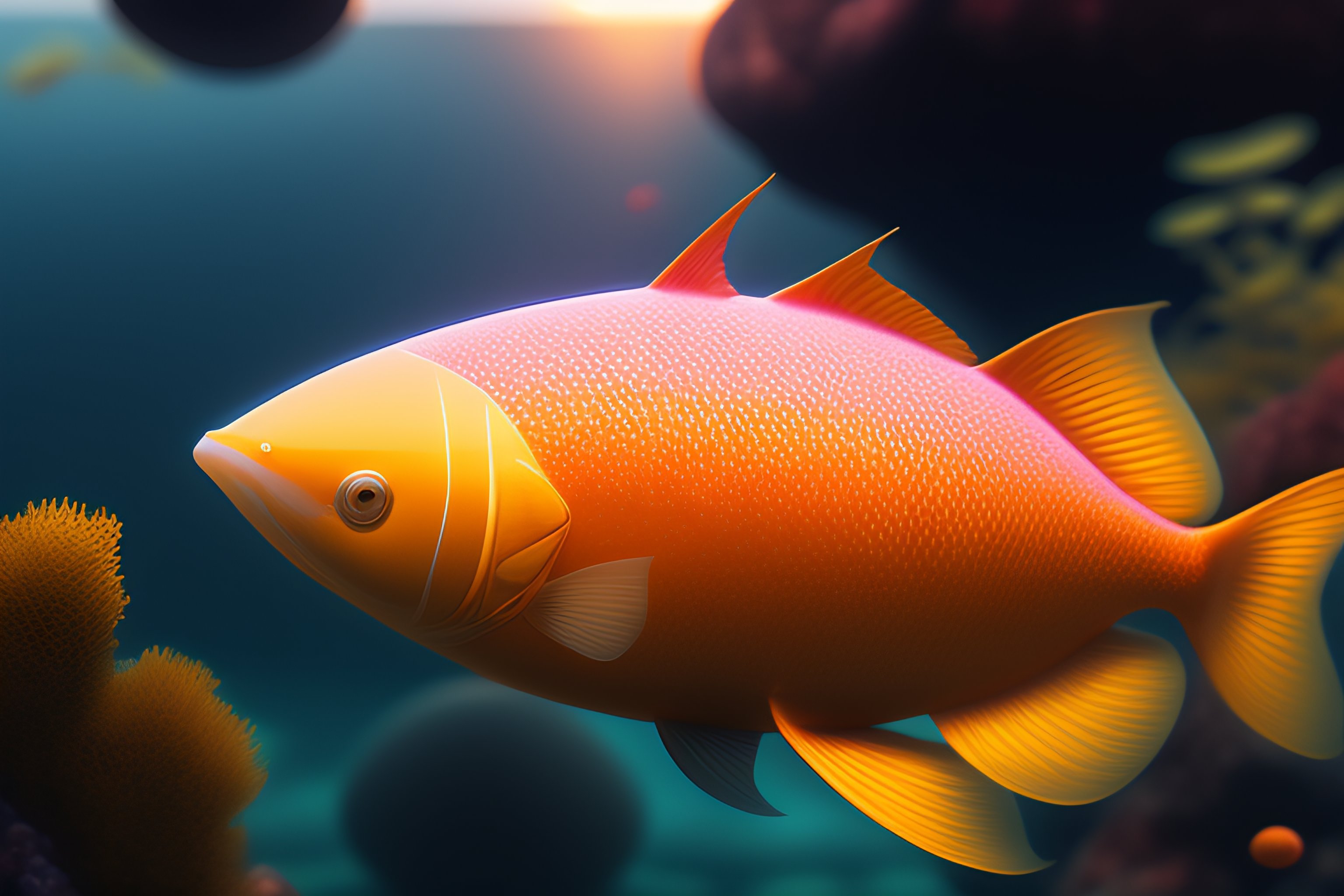 Lexica - Photo of an extremely cute alien fish swimming an alien ...