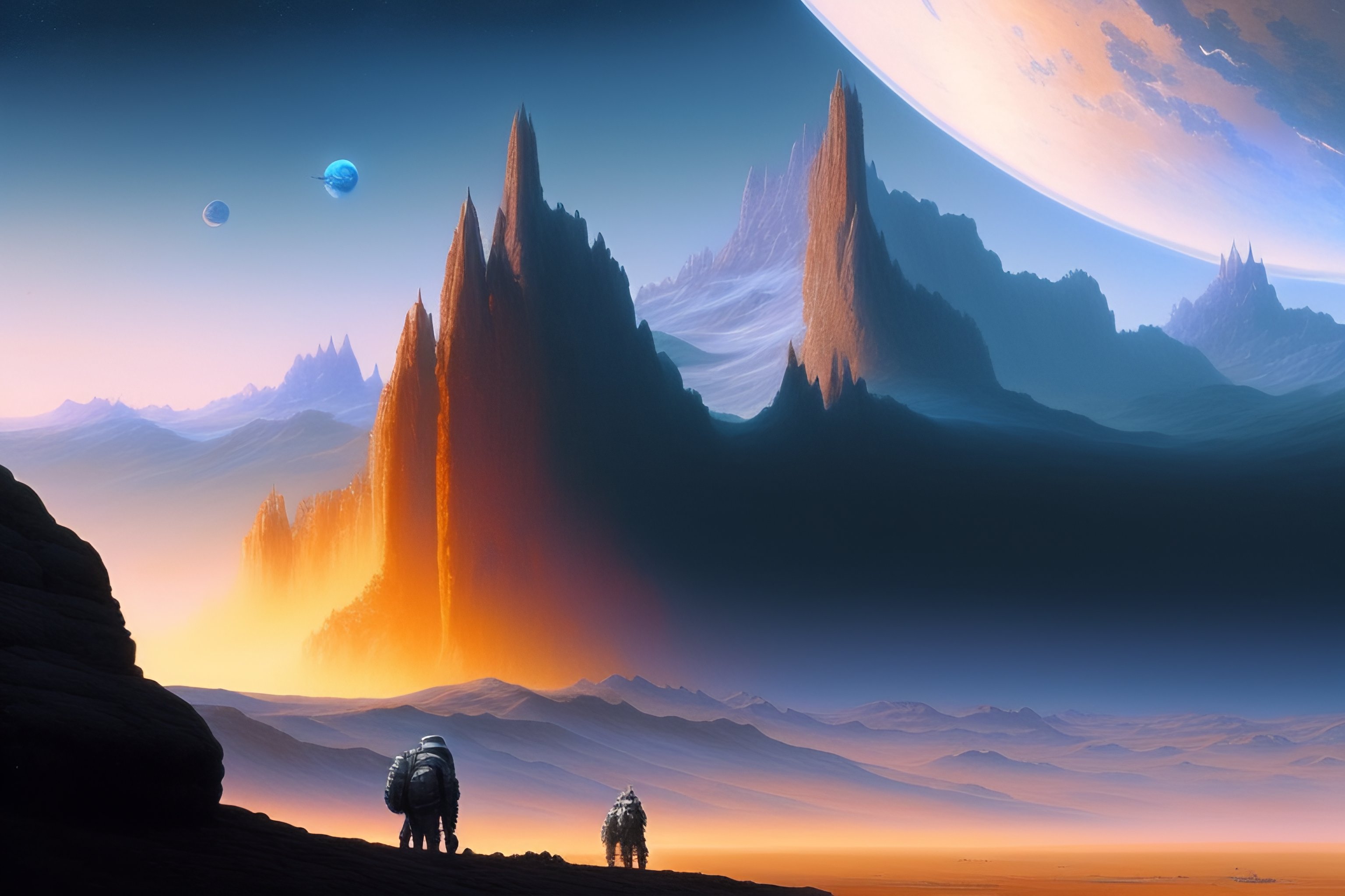 Lexica - A highly detailed matte painting, space man, space suit, imax ...