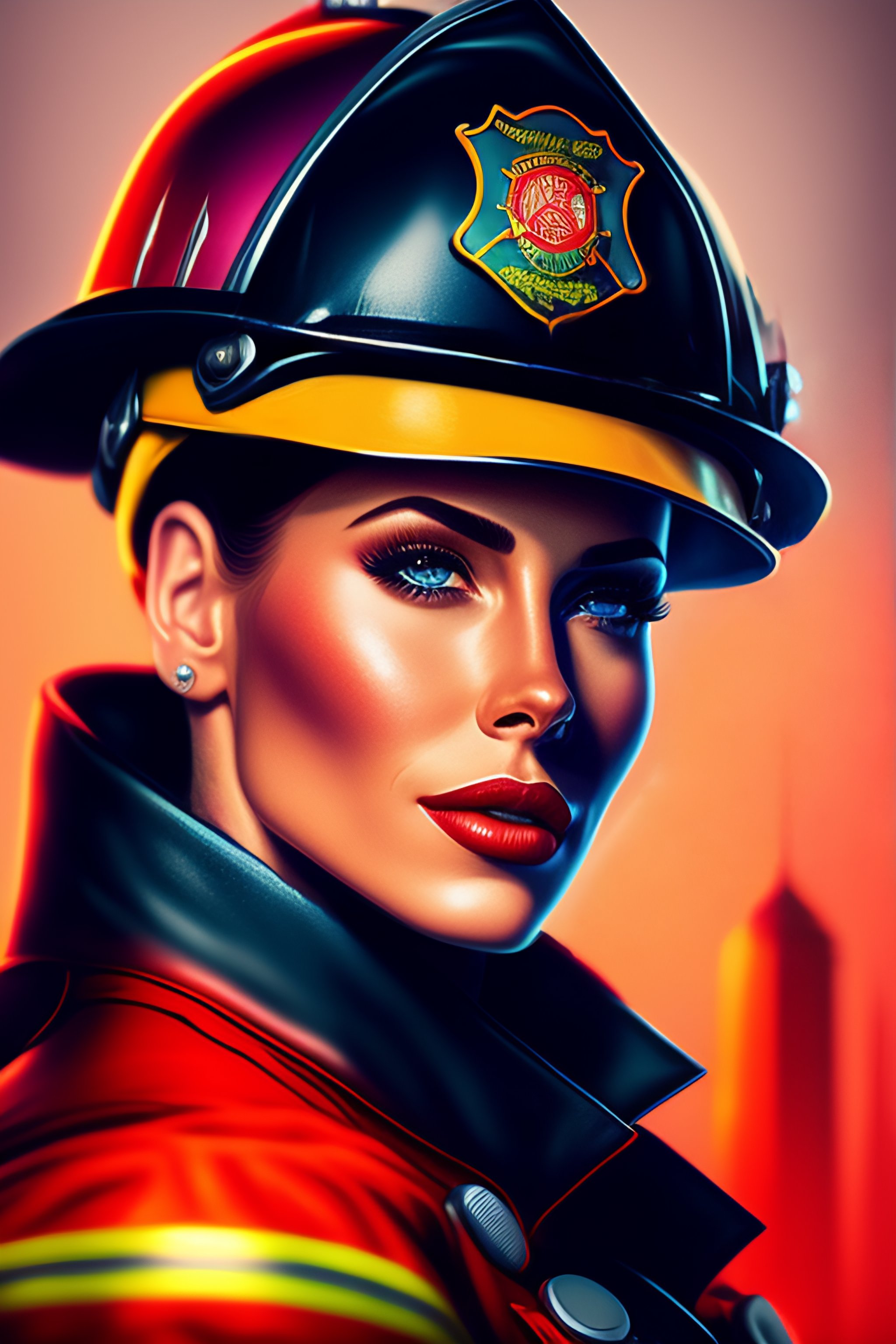 Lexica - A firefighter man, style of laurie greasle, 4k, vibrant colors ...