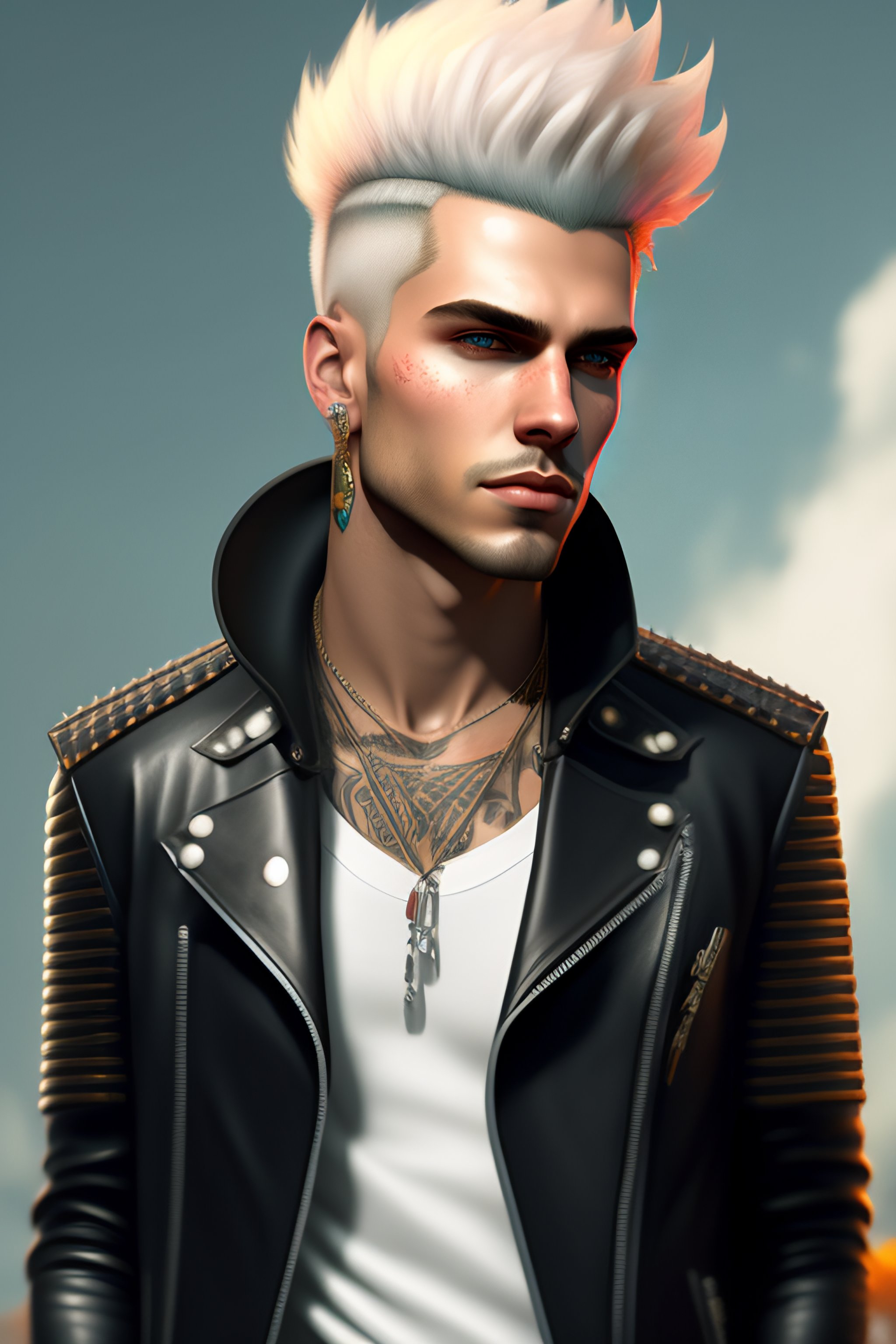 Lexica - Realistic portrait of an 80s retro white young male punk ...