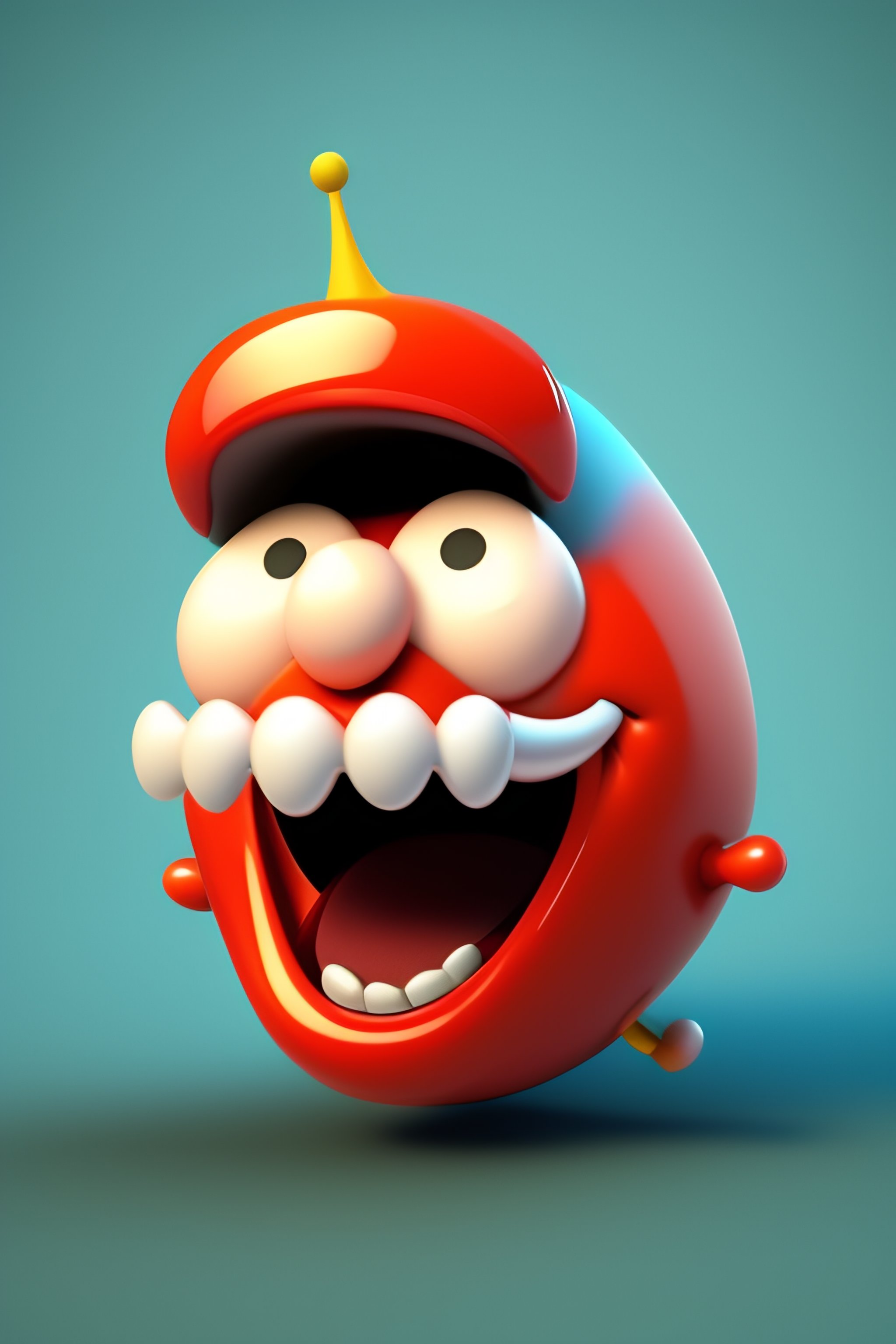 Lexica - 3d render cute character laughing big mouth