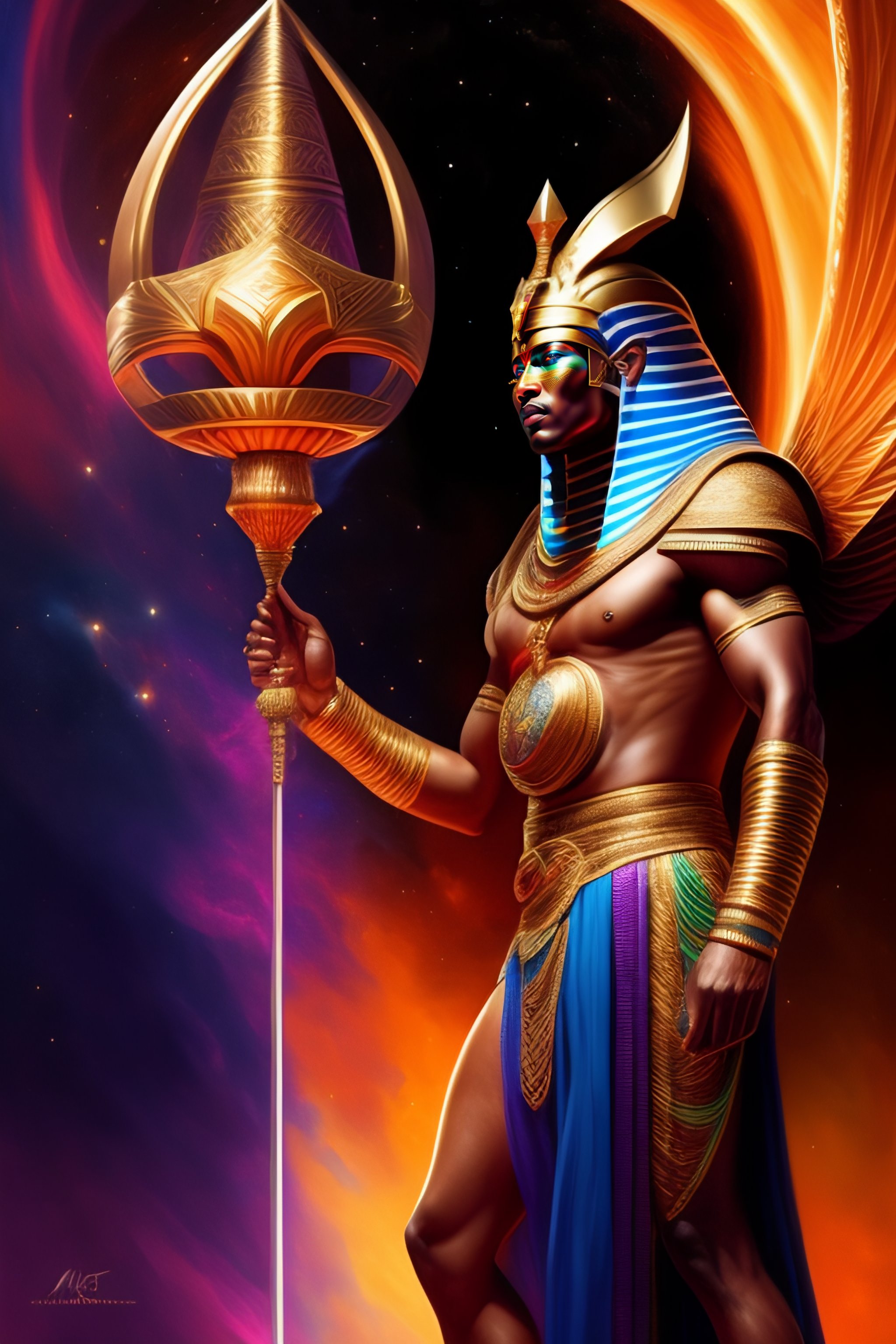 Lexica - Elon musk dressed as a pharaoh fighting an alien, vibrant ...