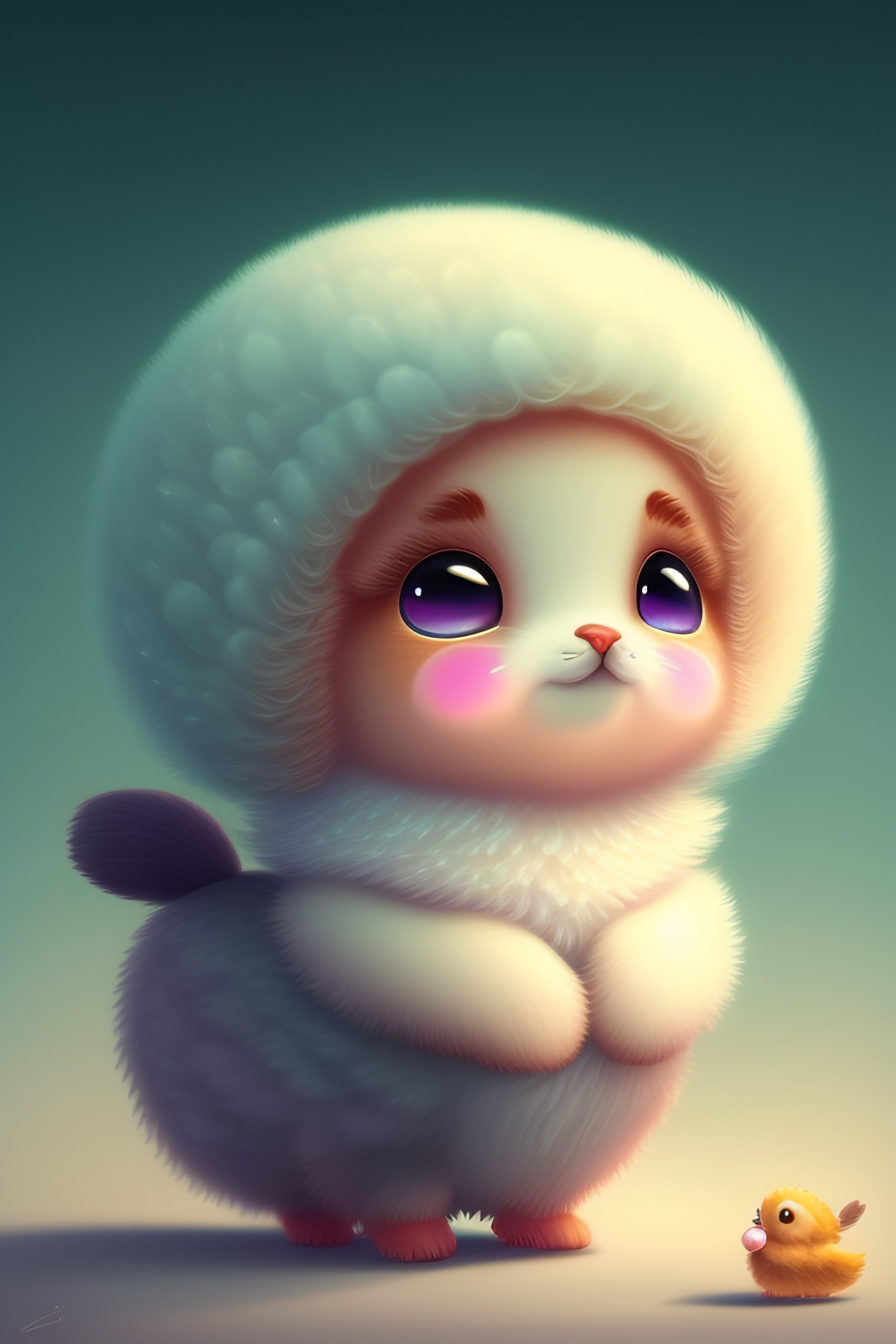 Lexica - Cute and adorable cartoon fluffy baby rhea, fantasy, dreamlike ...