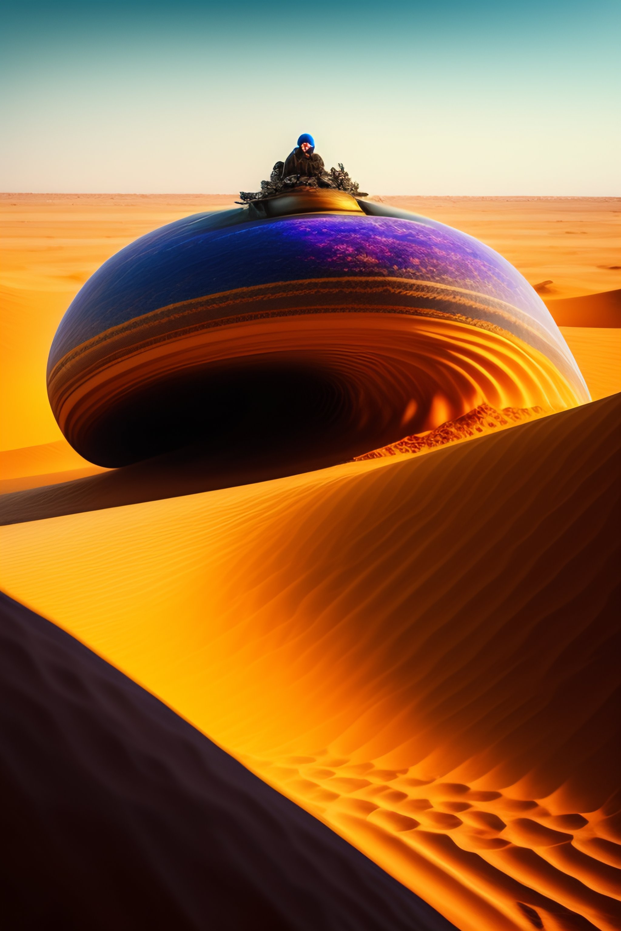 Lexica - Paul atreides riding a sandworm in the impressionist style