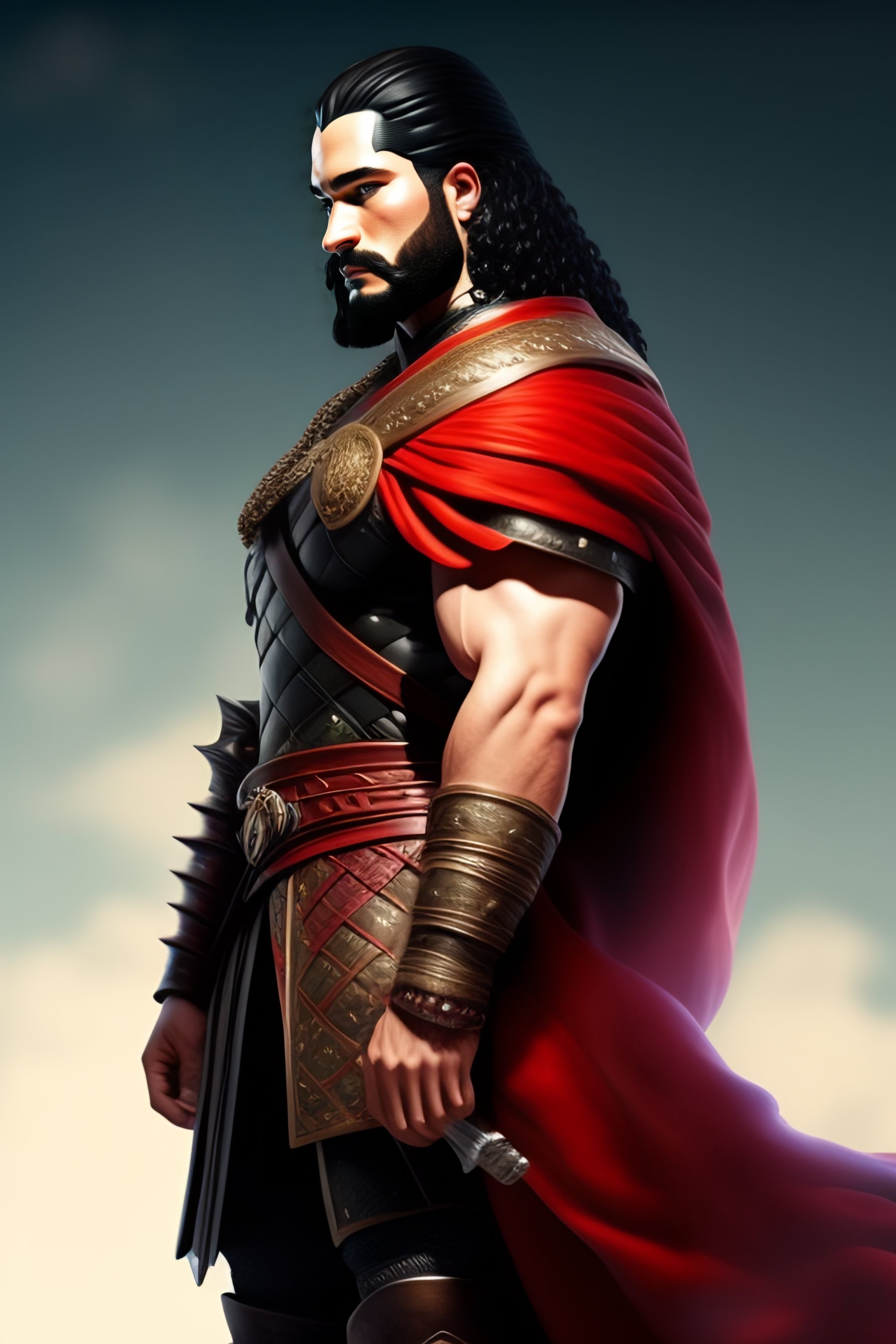 Lexica - Jon snow as Kratos riding a wargo ghibli