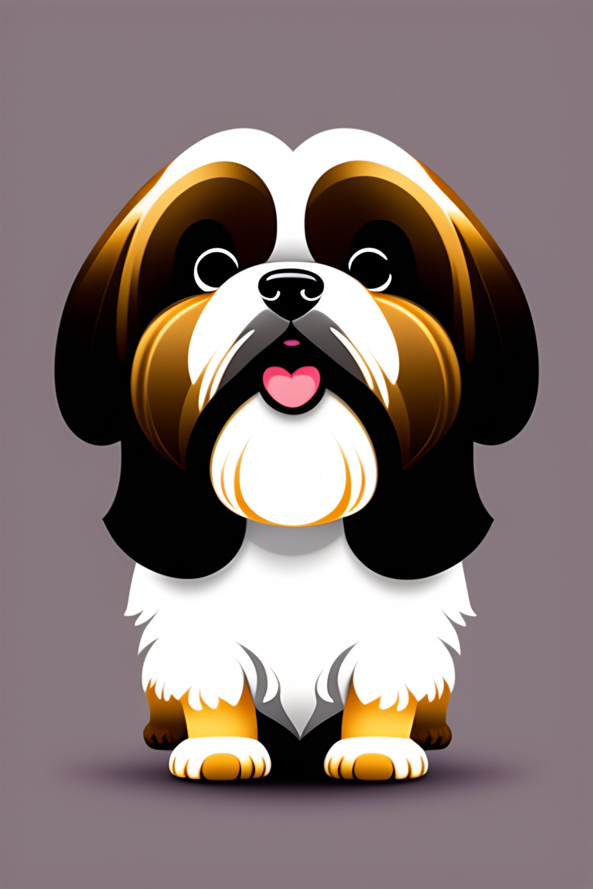 Lexica - Modern minimalist illustration, cartoon, a cute shih tzu dog barking