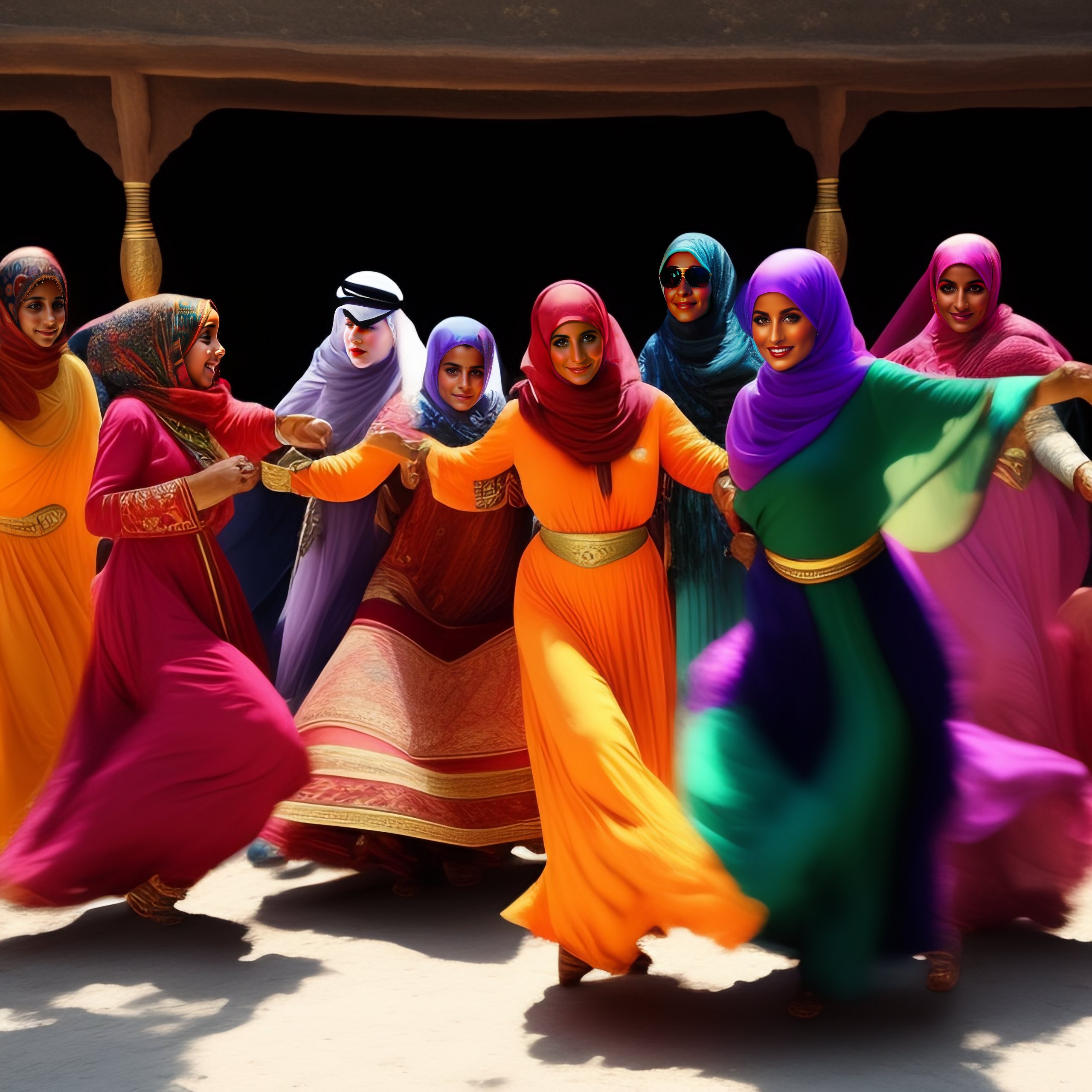 Lexica - Group of arabs dancing with girls