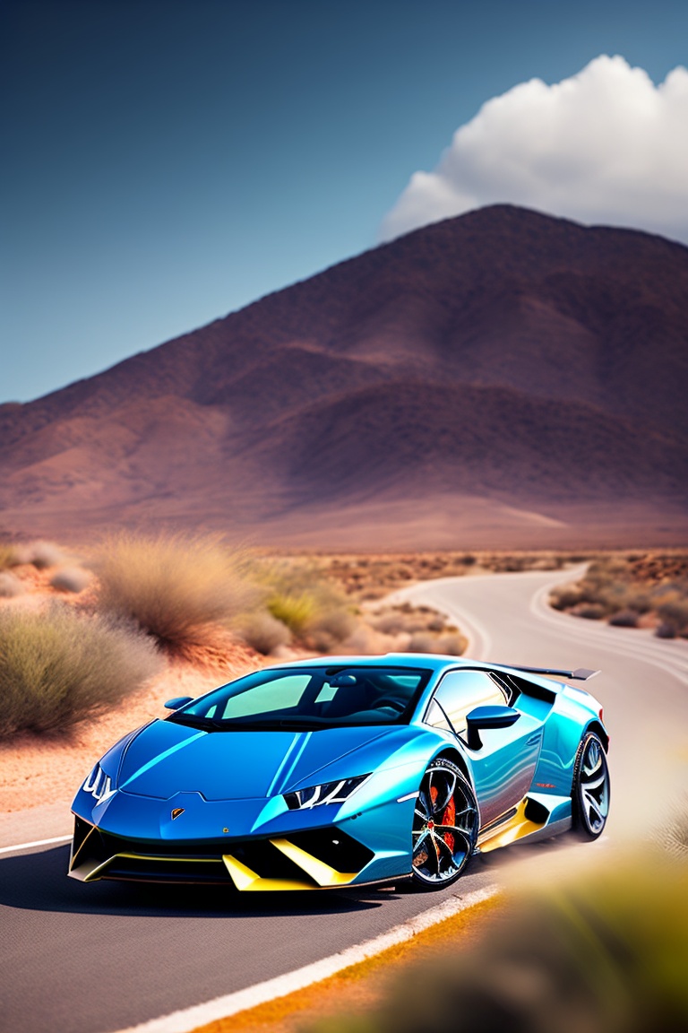 Lexica - Lamborghini Huracán with a blue sky background, Realistic, 8K ...