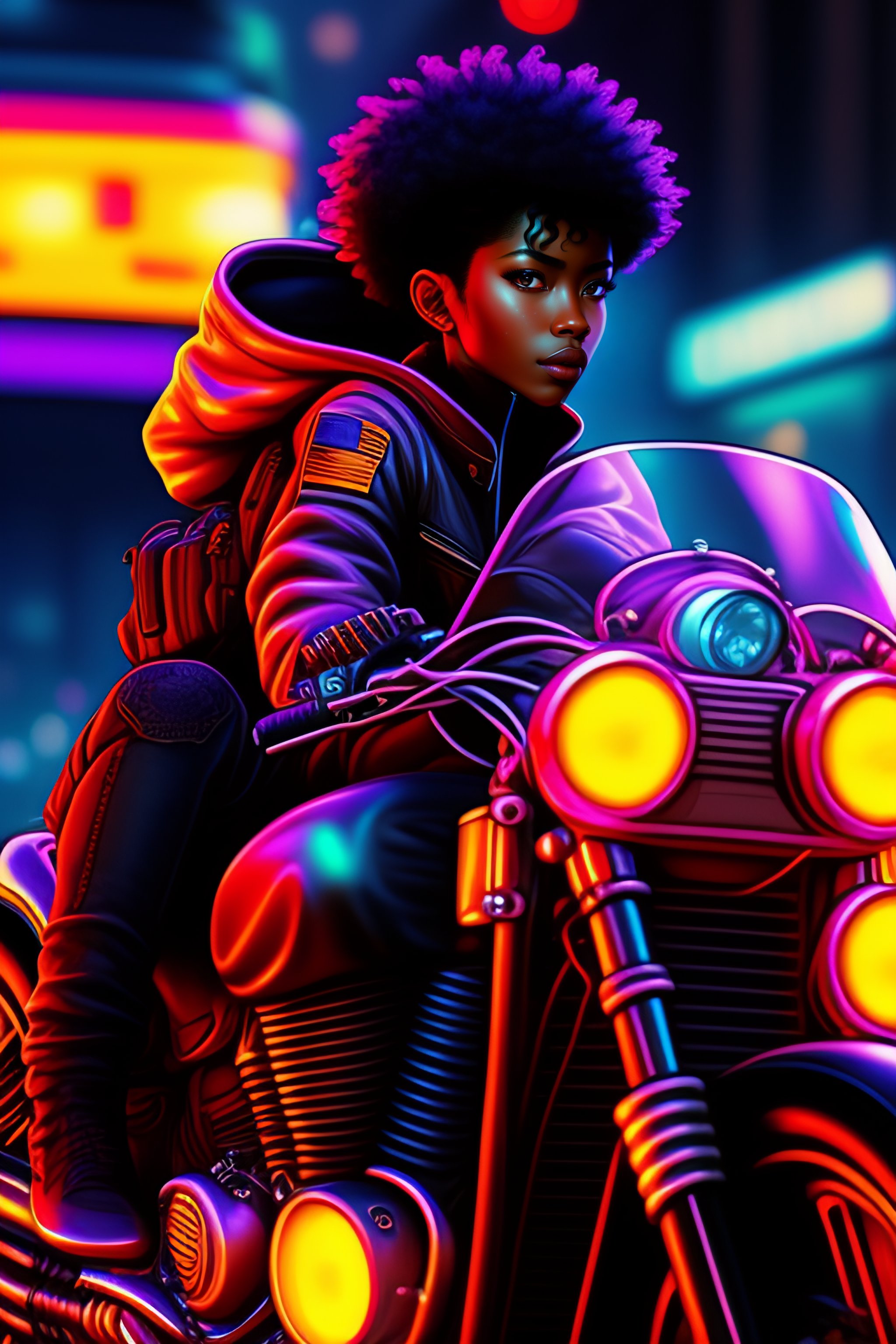 Lexica - Kaneda on his motorcycle in neo tokyo looking for akira, night ...