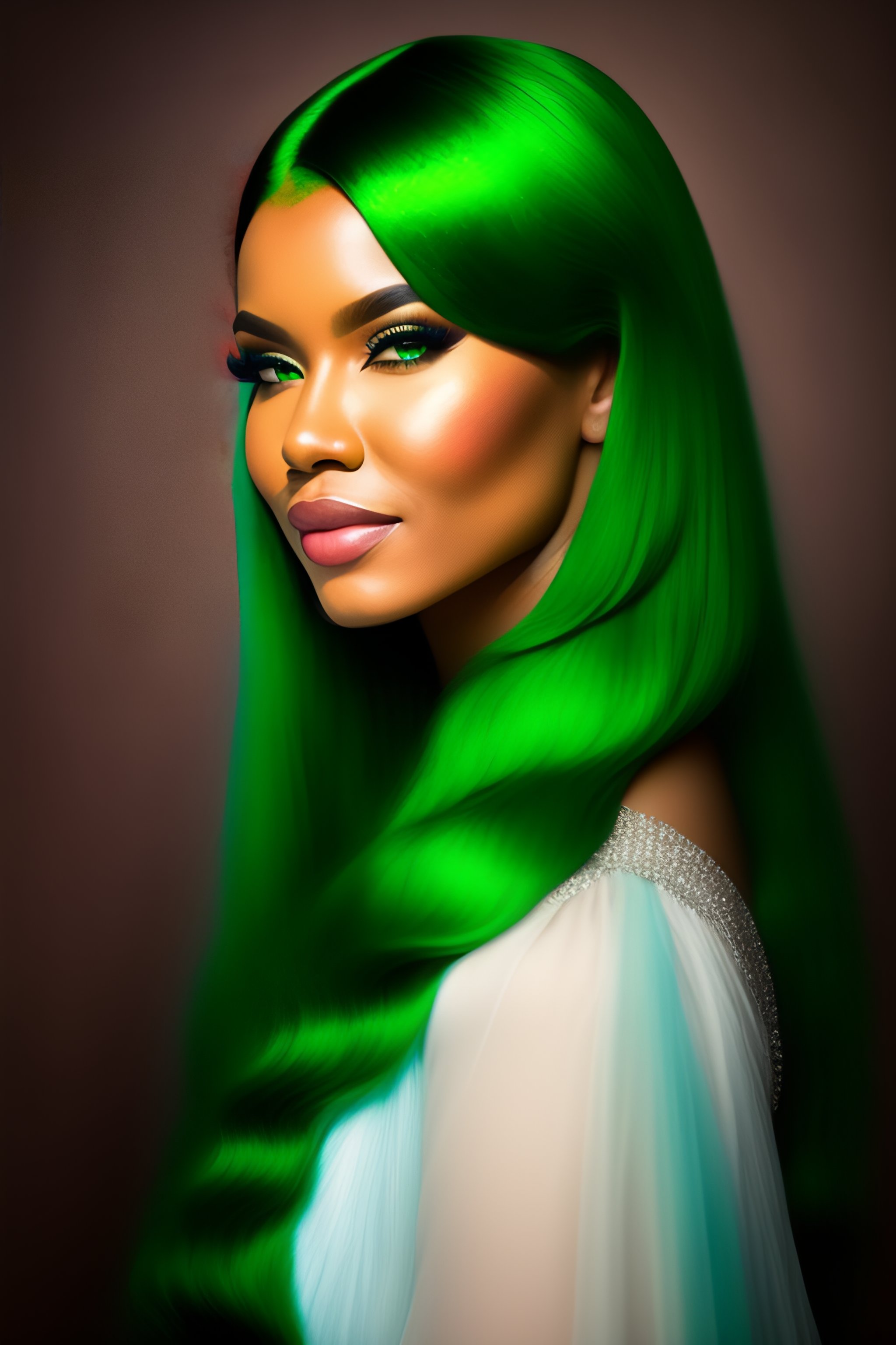 Lexica - Portrait of a beautiful girl with green hair