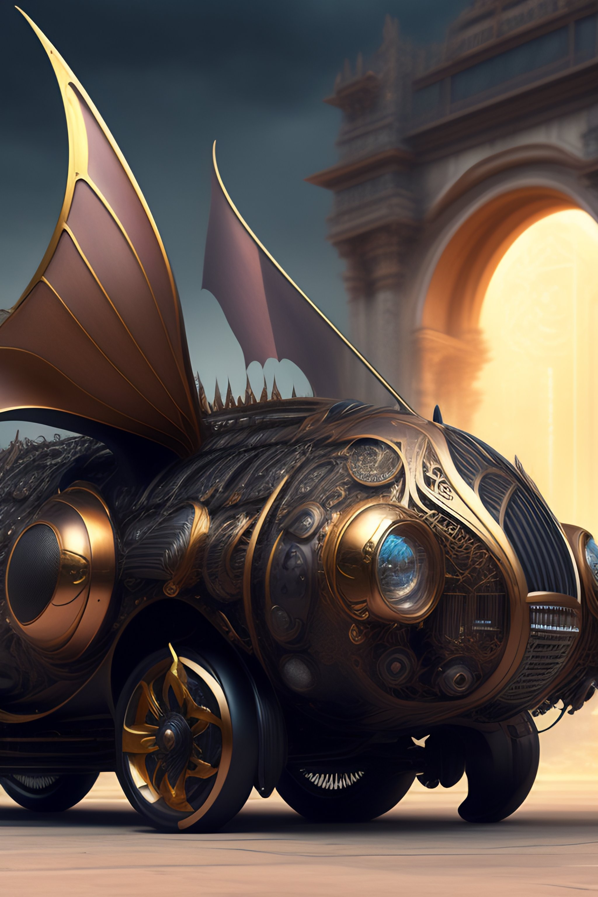 Lexica - Biomechanical steampunk batmobile reminiscent of fast ...