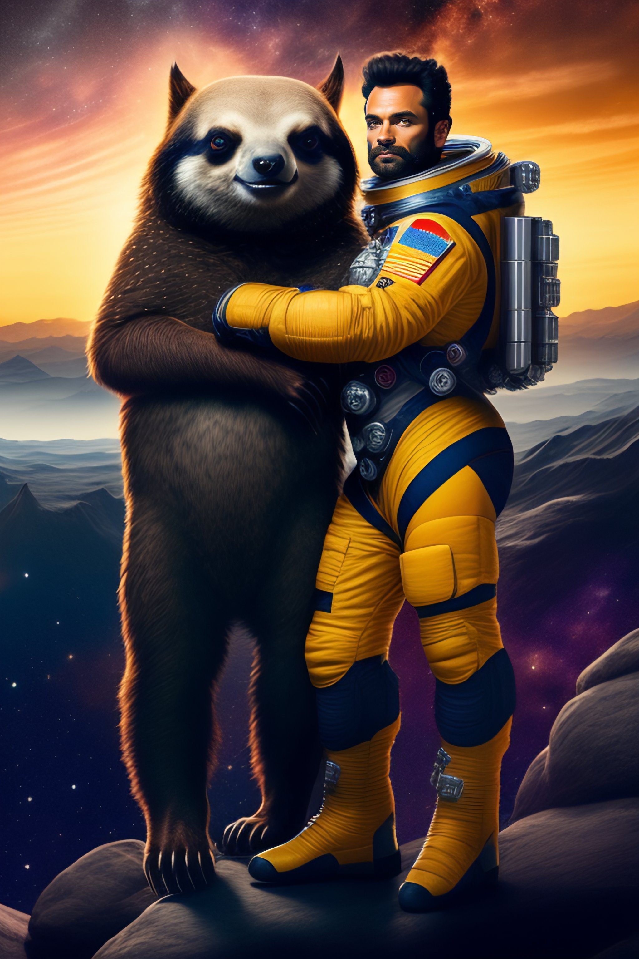 Lexica - A wolverine in a space suit next to a sloth in a space suit on ...