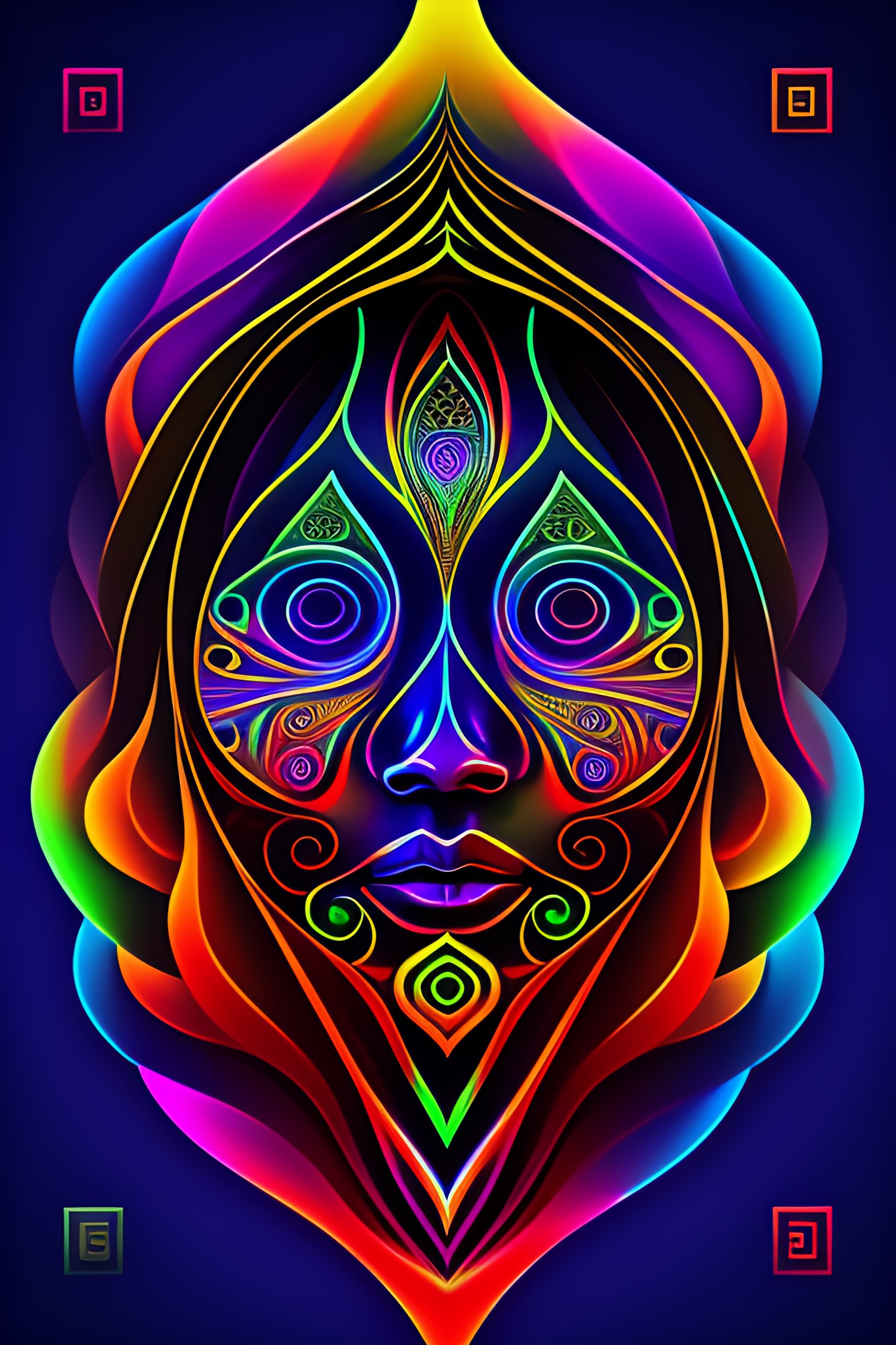 Lexica - Psychedelic entity, ayahuasca, symmetrical face, geometrical ...