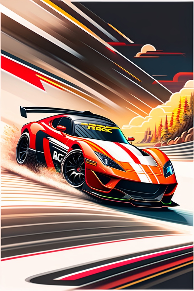 Lexica - A dynamic and action-packed cartoon illustration of a race car ...