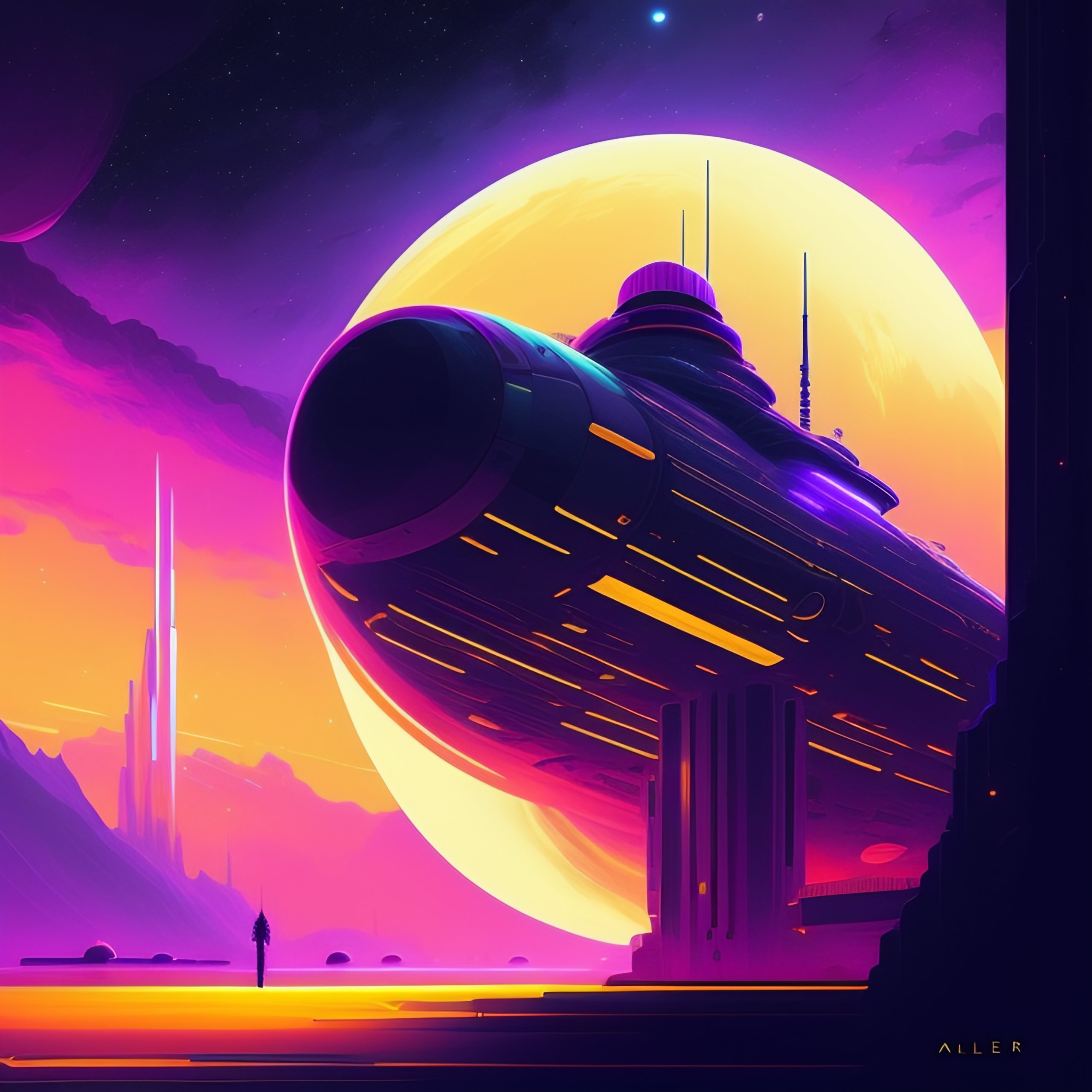 Lexica - A minimalist deep space space station by alena aenami speedart