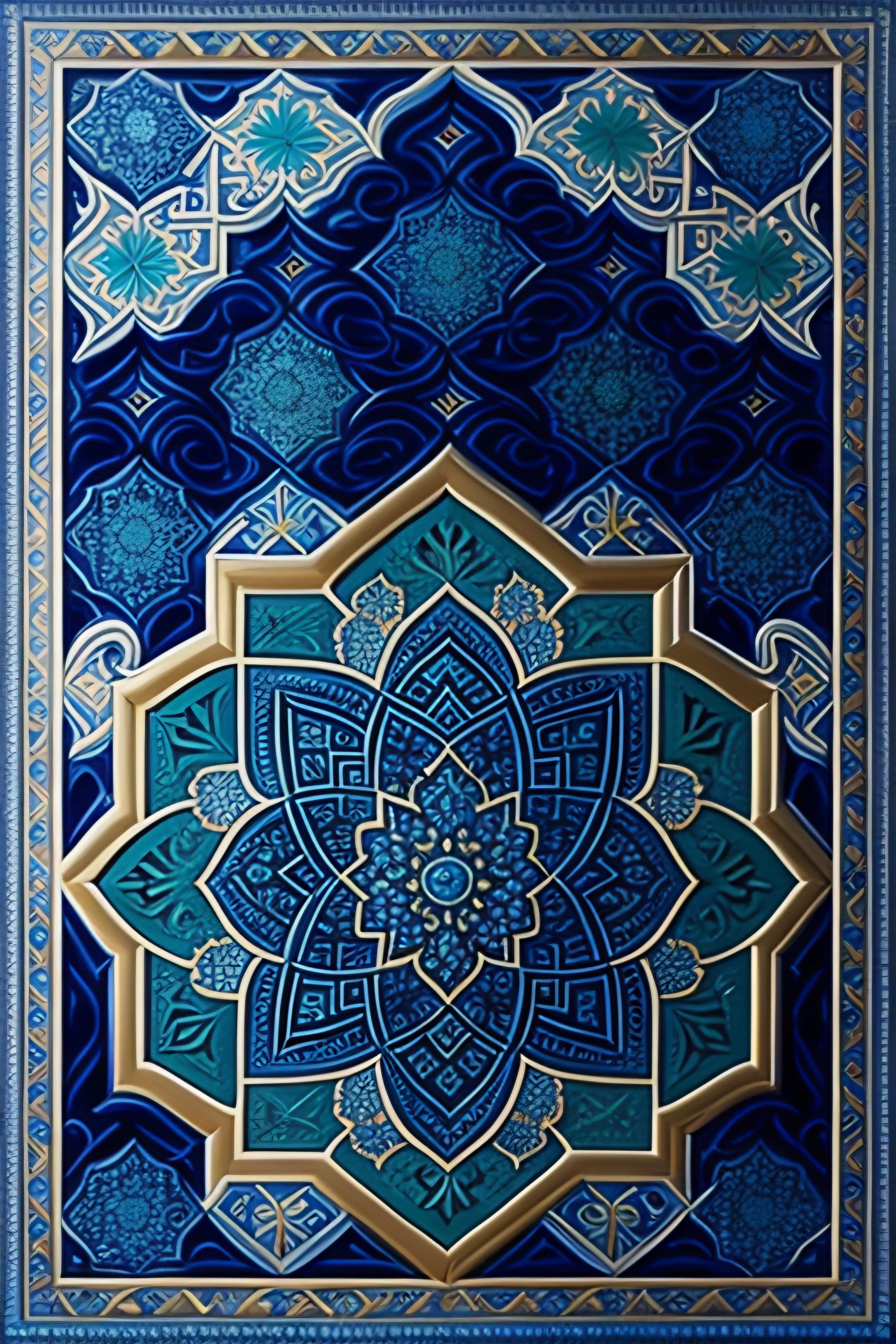 Lexica - Persian tile design in shades of blue and green