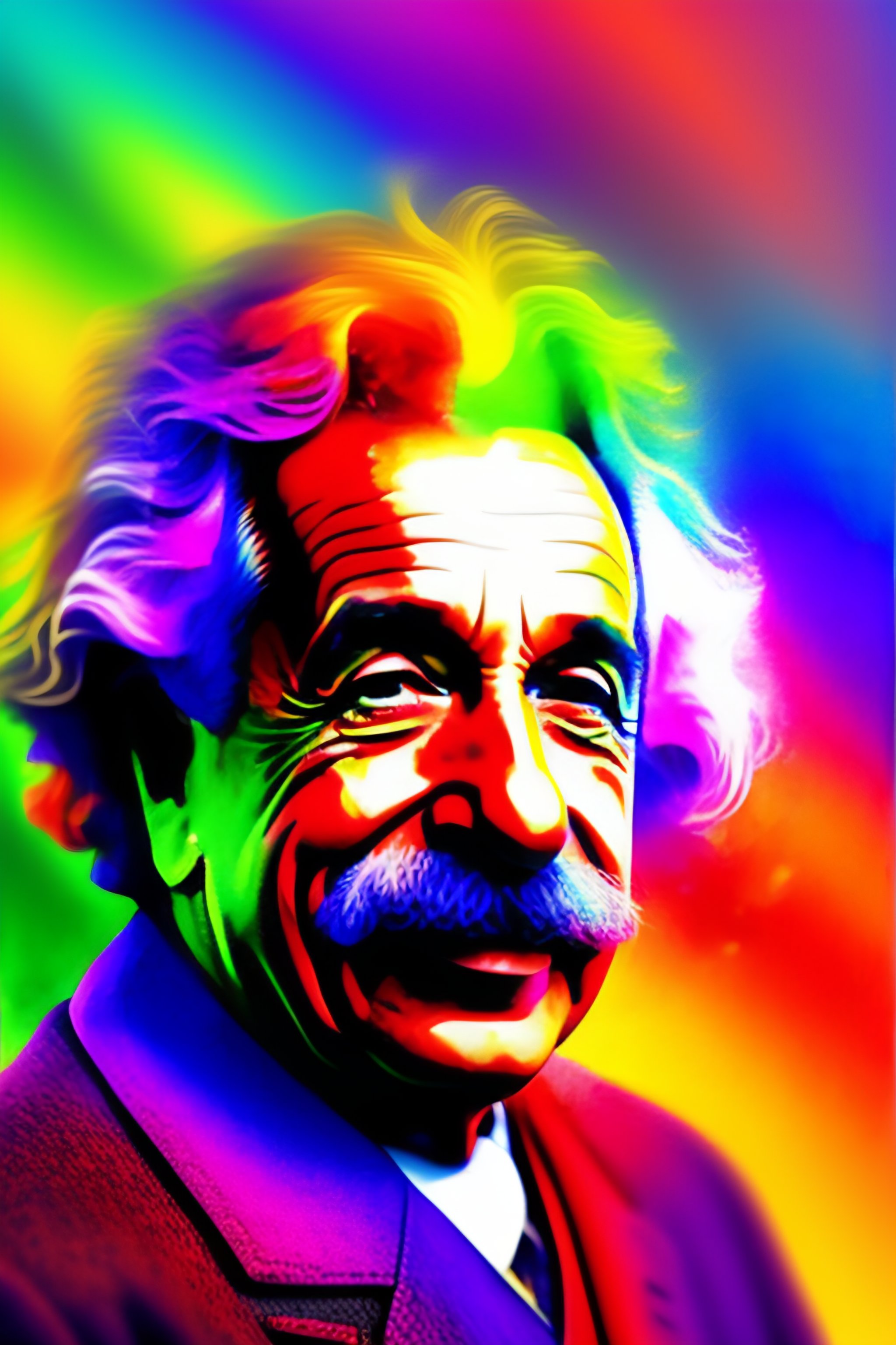 Lexica - Colorful vibrant portrait of albert einstein laughing out loud