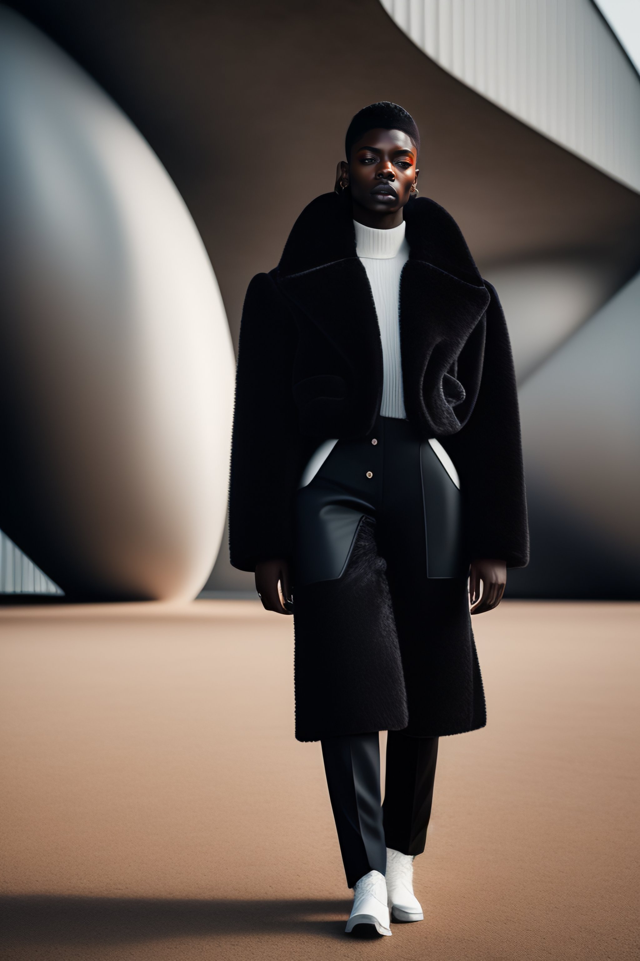 Lexica - Hyperrealistic Lil Nas x wearing fuzzy mohair black outfit by ...