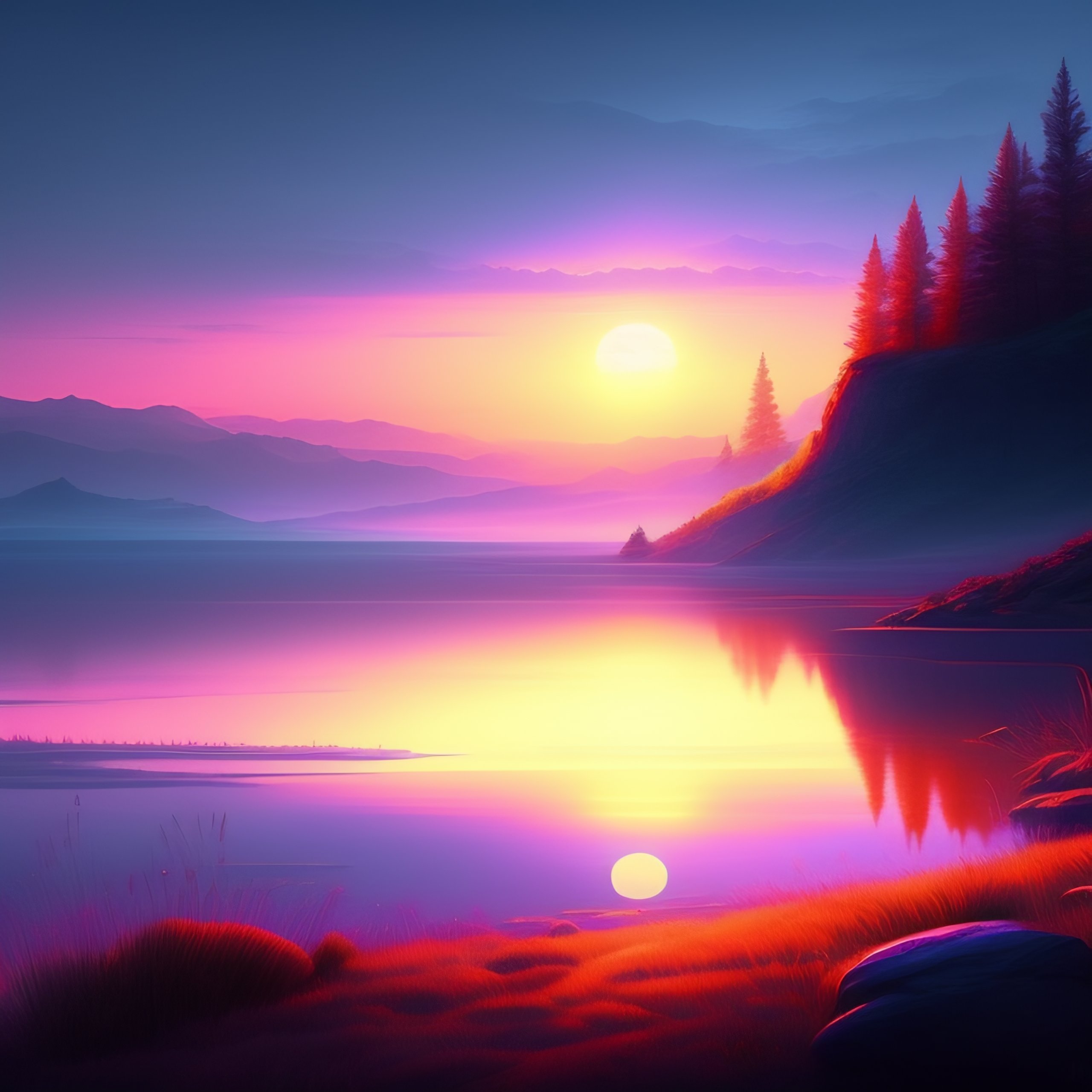 Lexica - Amazing beautiful scenery, spring, way, distance, rising sun ...