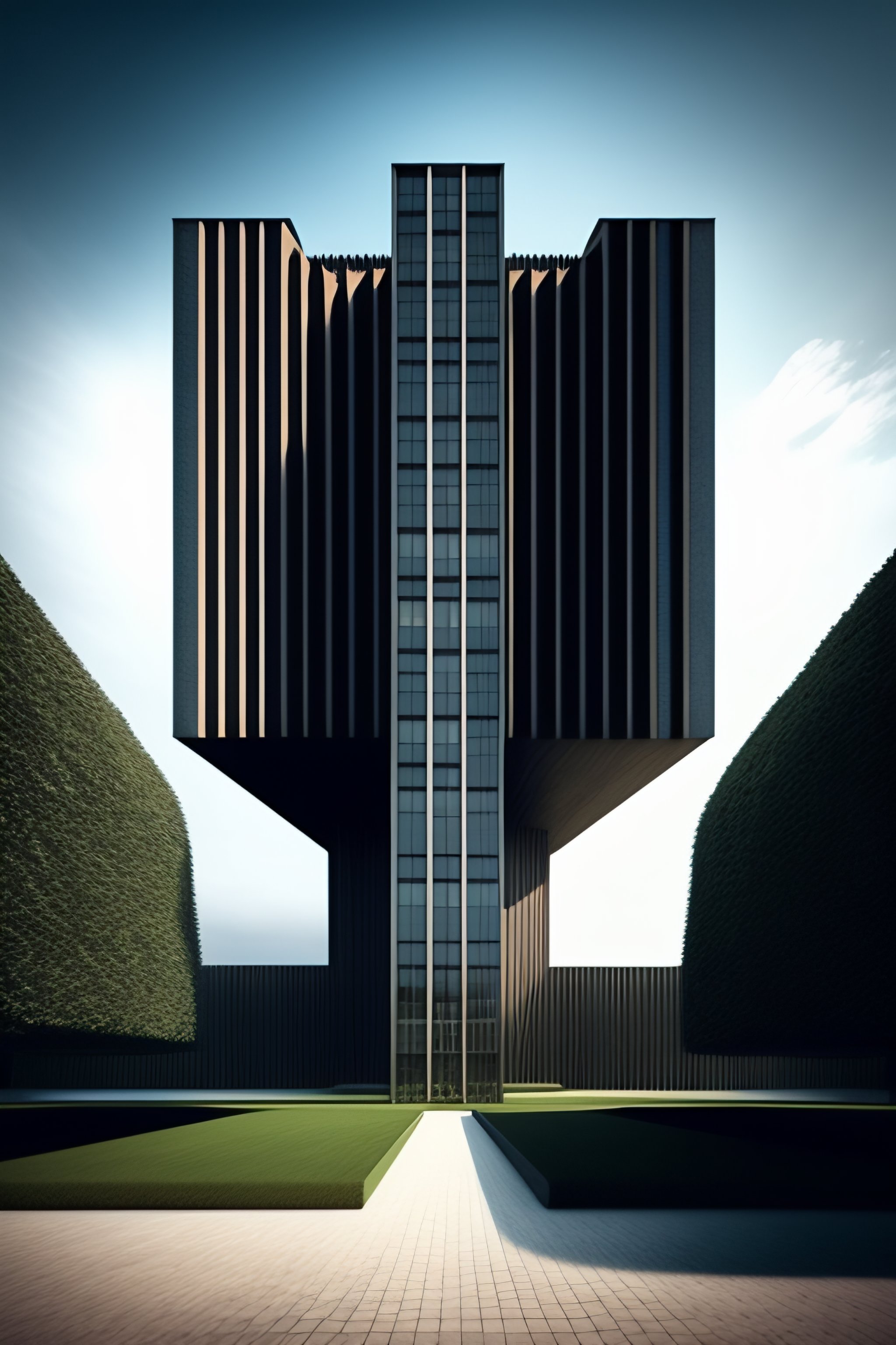 Lexica - Brutalism architecture building, shaped like Britney Spears