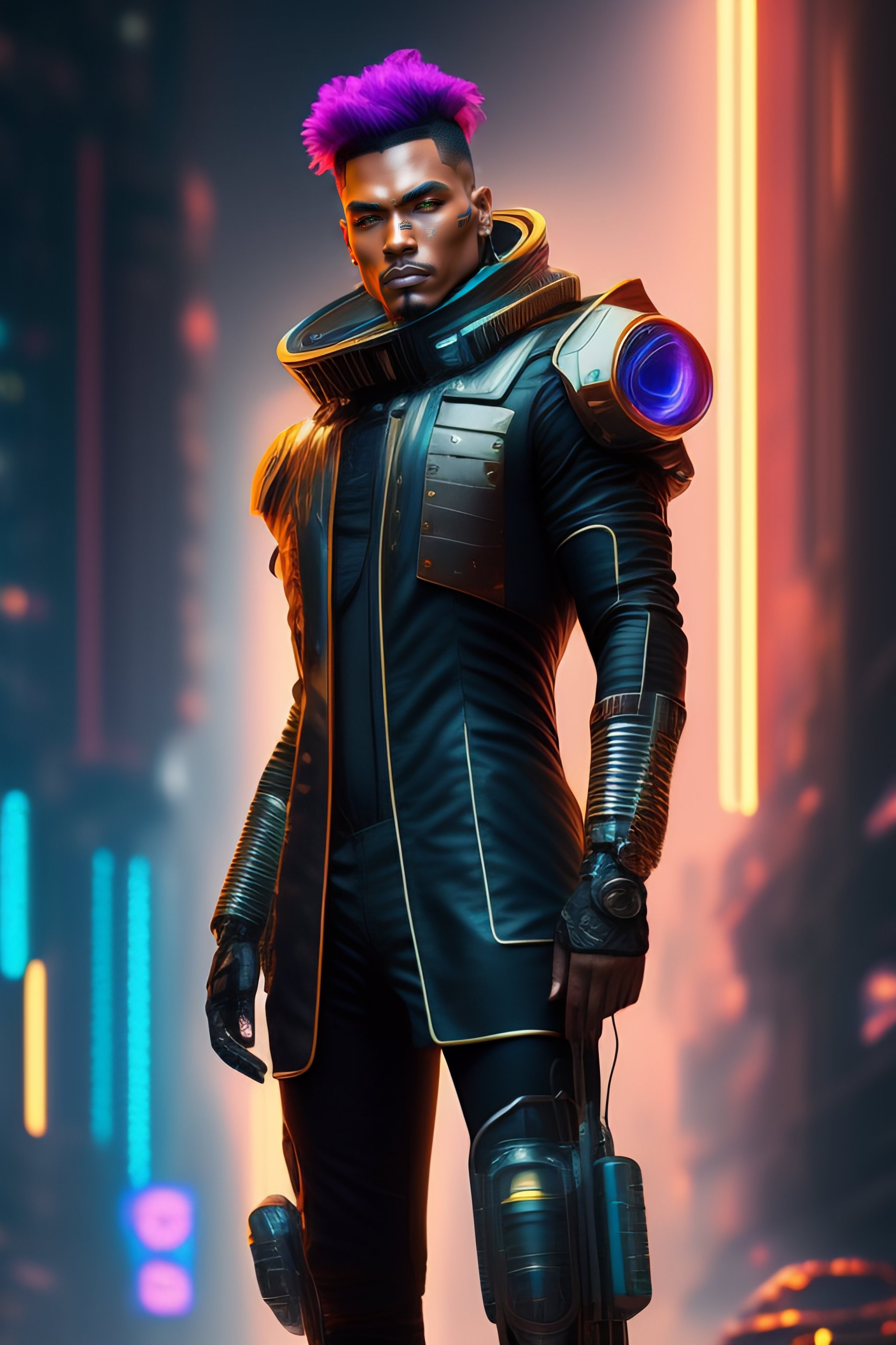 Lexica - Cyberpunk android man dressed as a sci-fi movie space cowboy