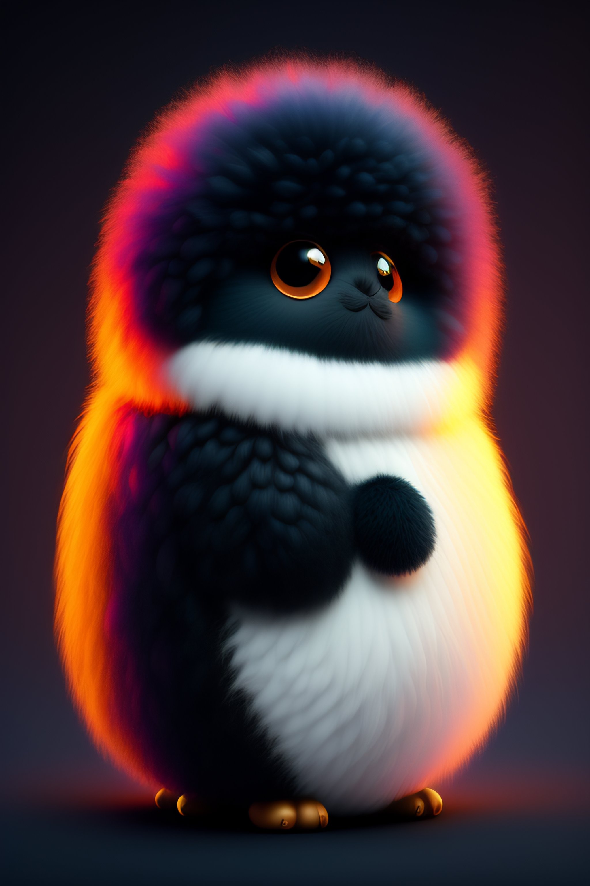 Lexica - Cute fluffy monster with black background