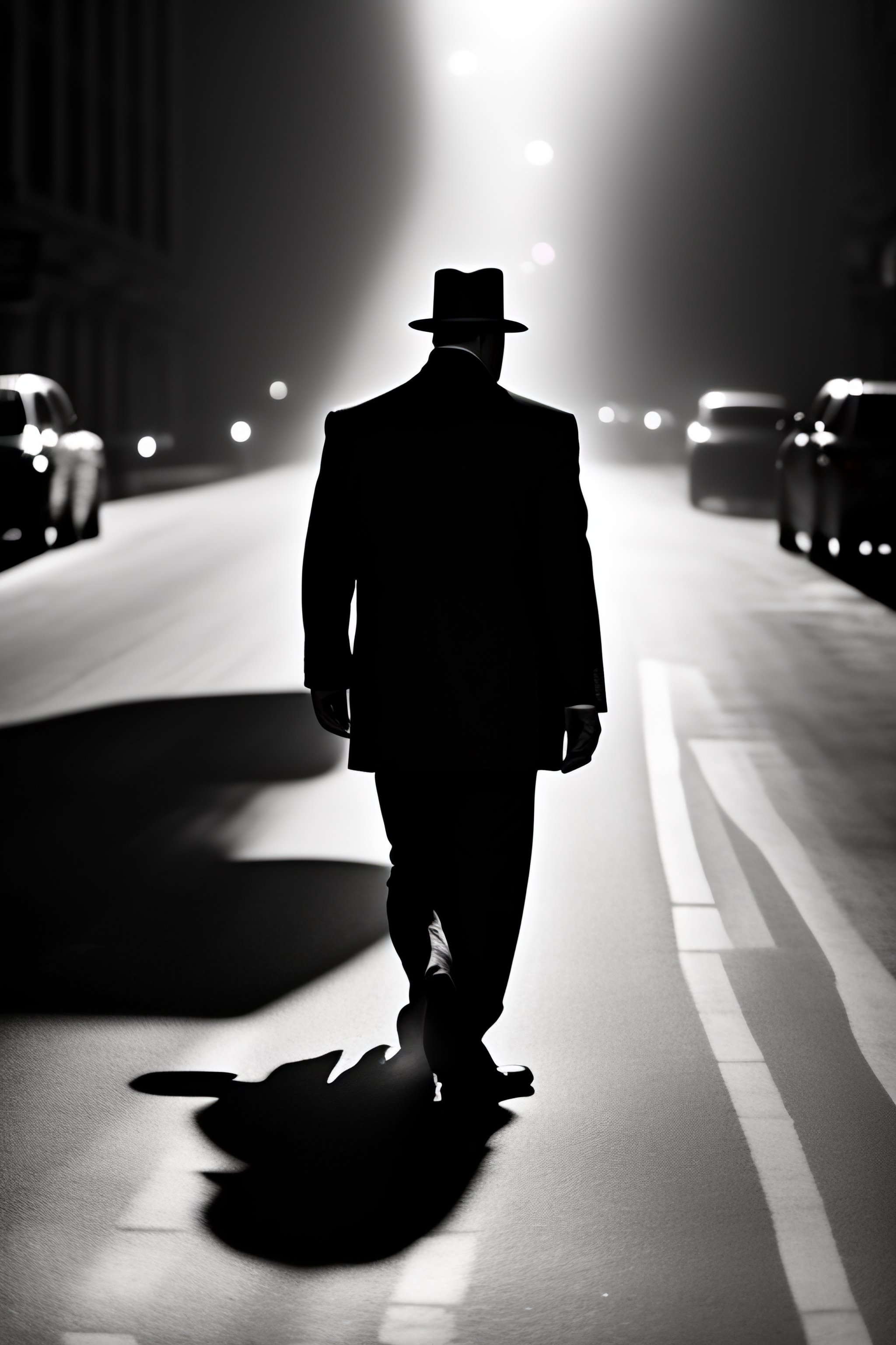 Lexica - Shadow of a mafia man walking and holding a tommy gun over his ...