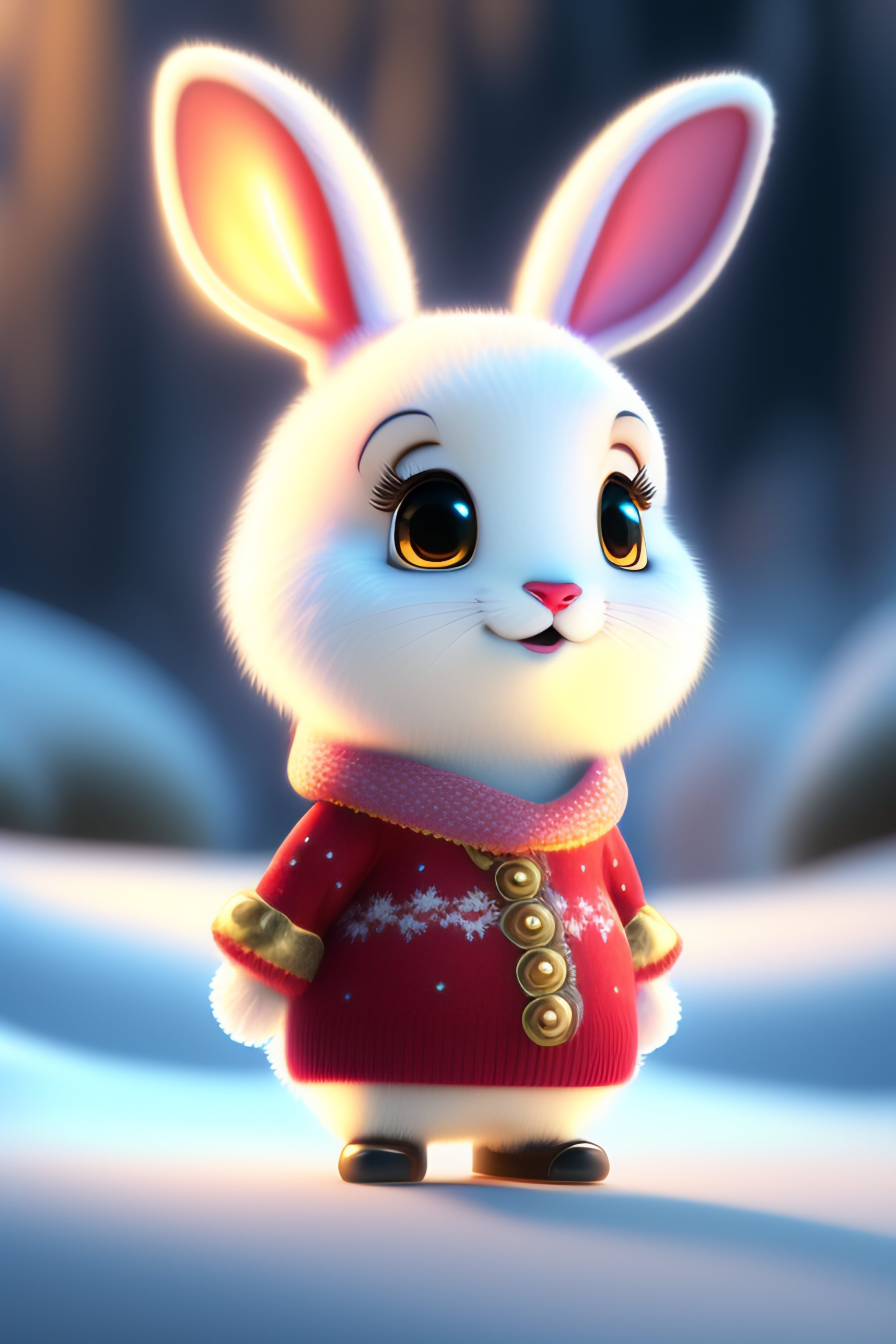 Lexica - Pixar style,cute pixar style white fairy rabbit ,Singing with ...