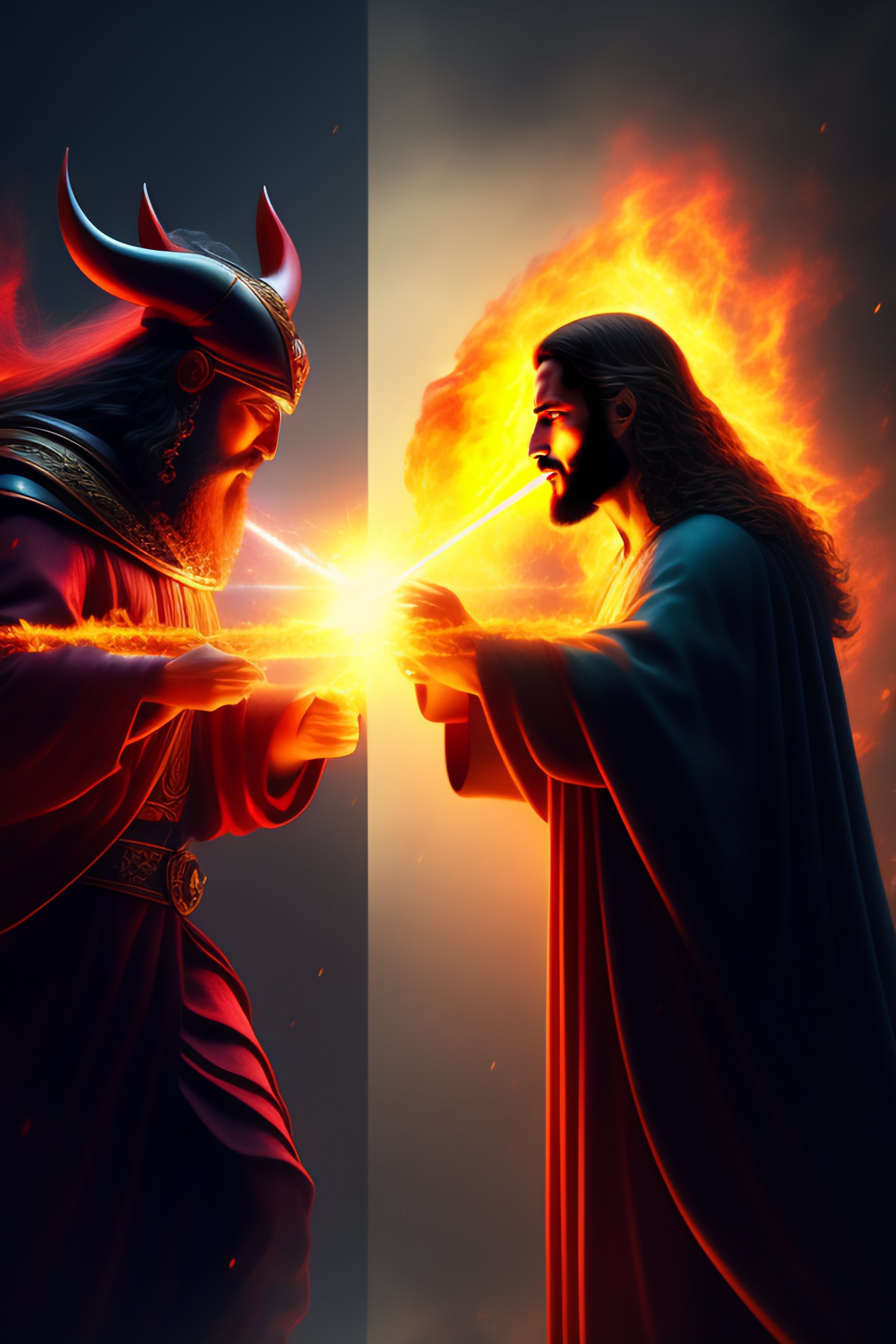 Lexica - JESUS vs the devil, ultra resolution, 4k