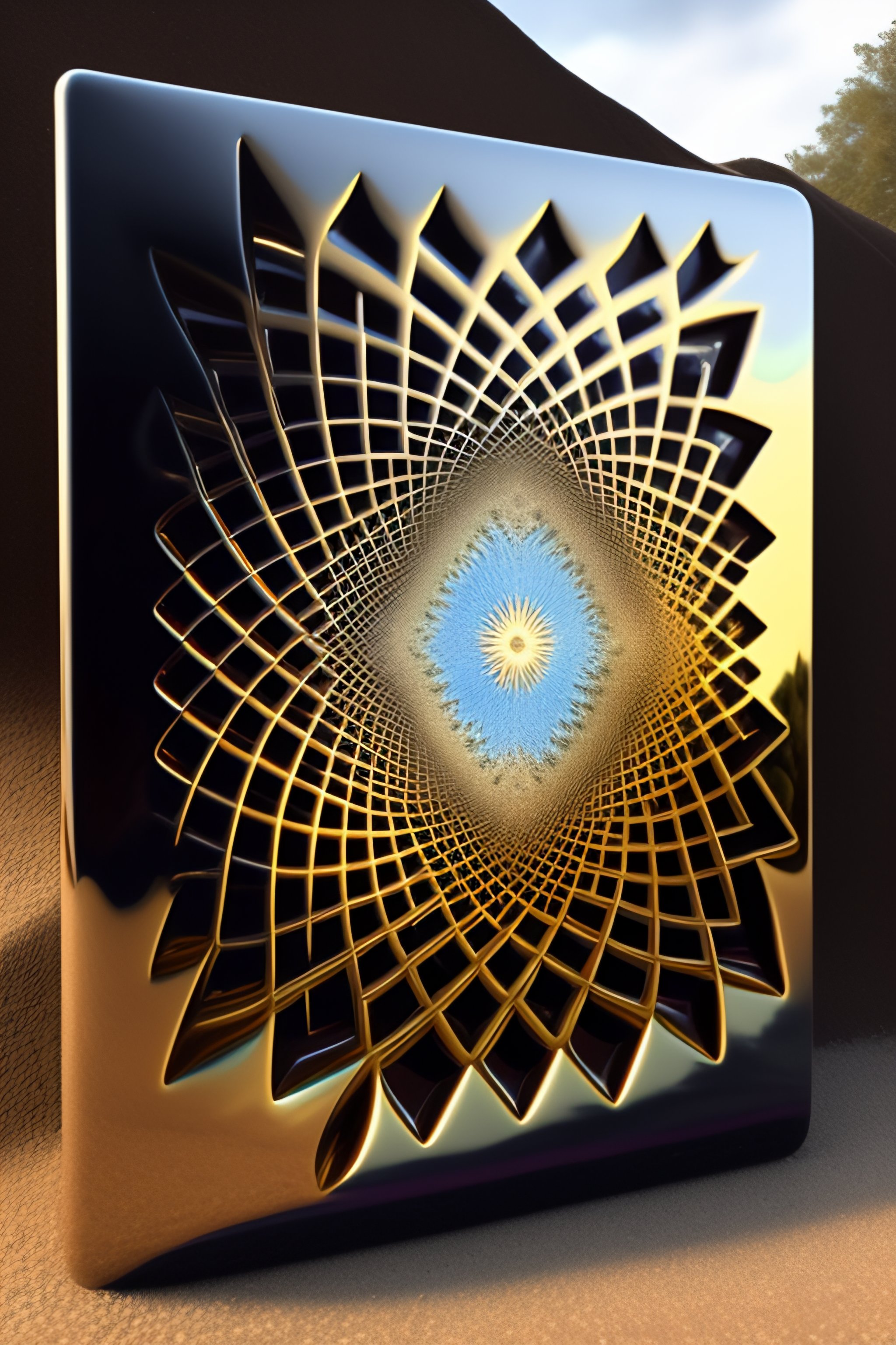 Lexica - Geometric patterns fractal engraved in oil slick metal