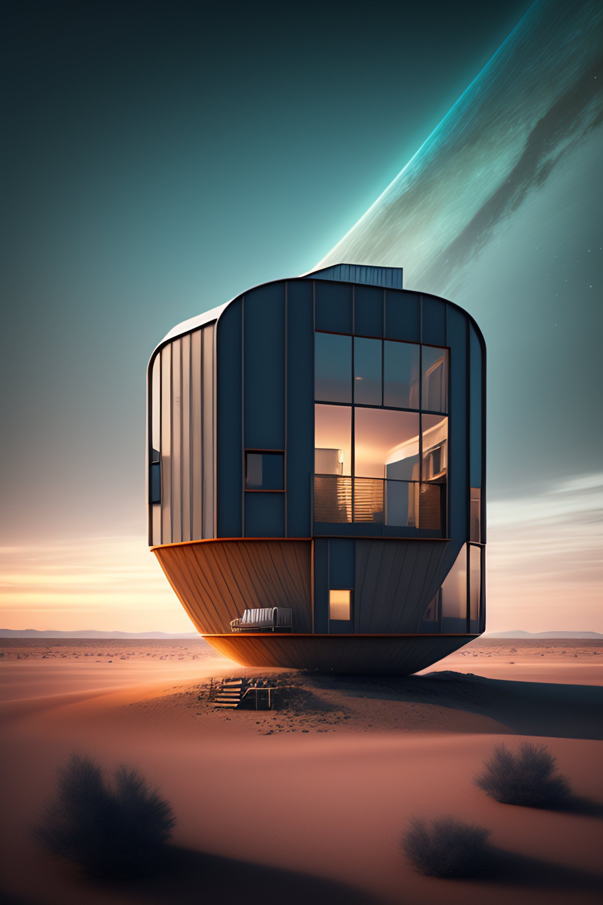 Lexica - A house in space in front of a desolate wasteland