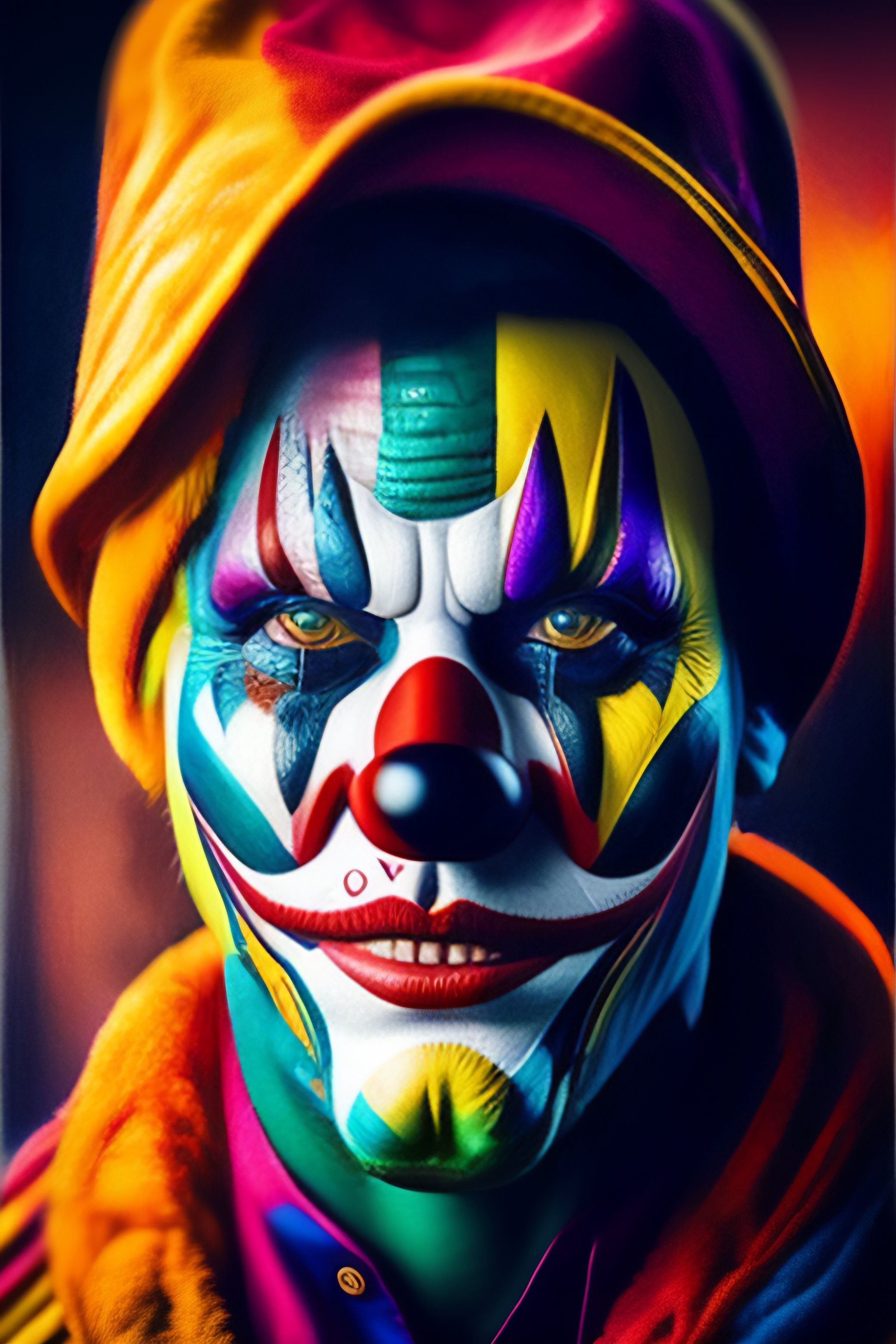 Lexica - Colorful portraits of a scary masked clown stunning wallpapers ...