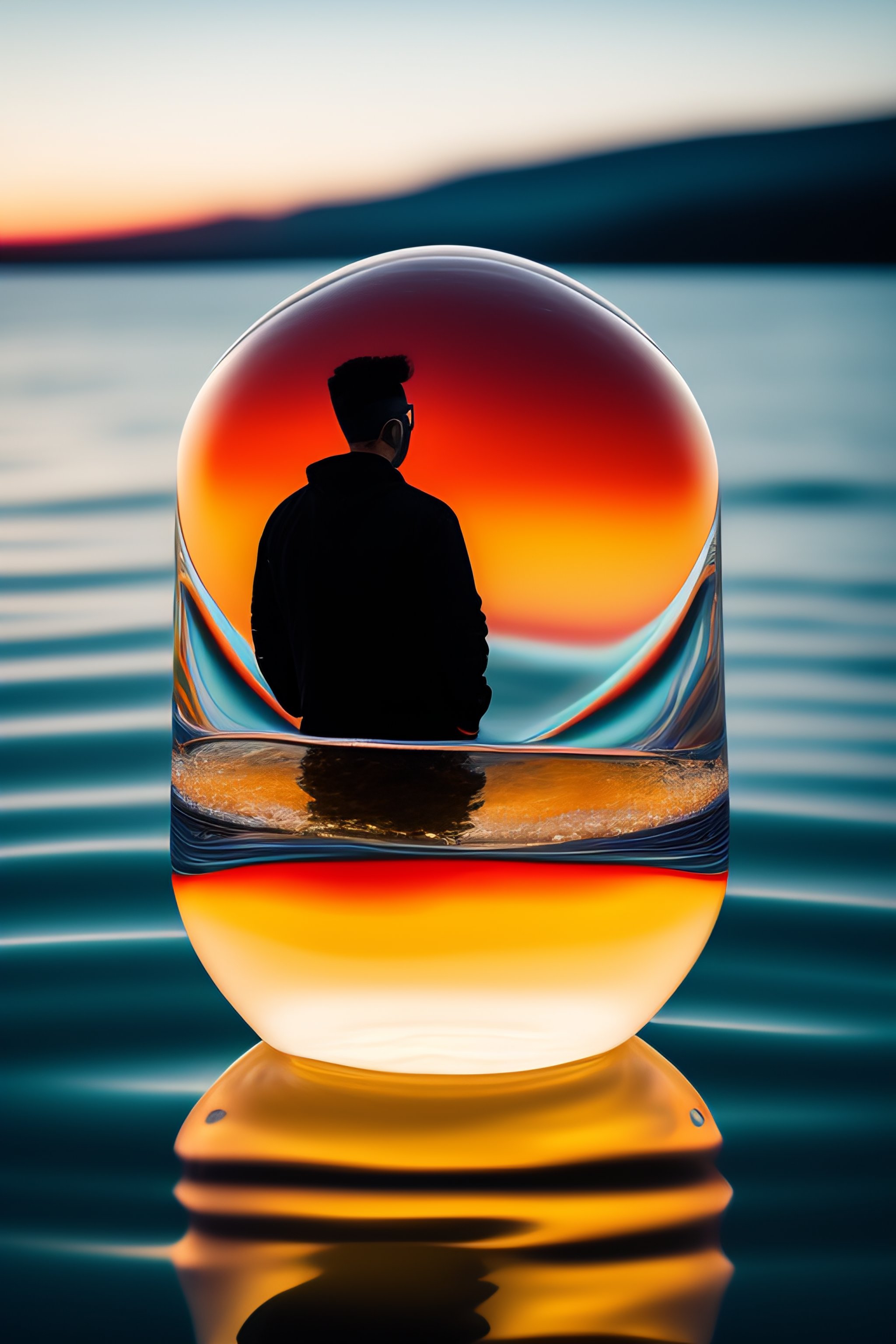 Lexica - Person in a floating water bubble