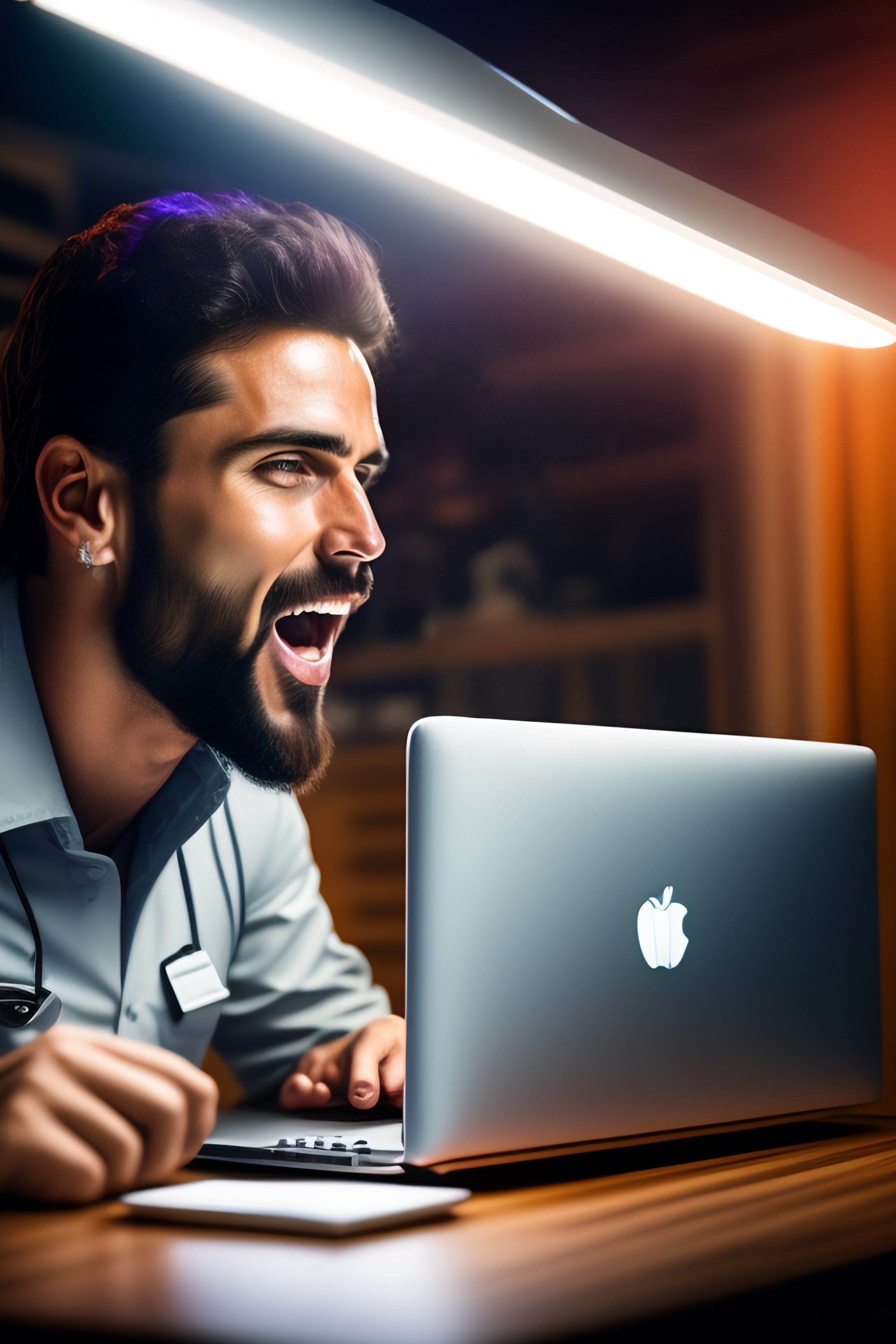 Lexica - Crazy and funny man working in a computer