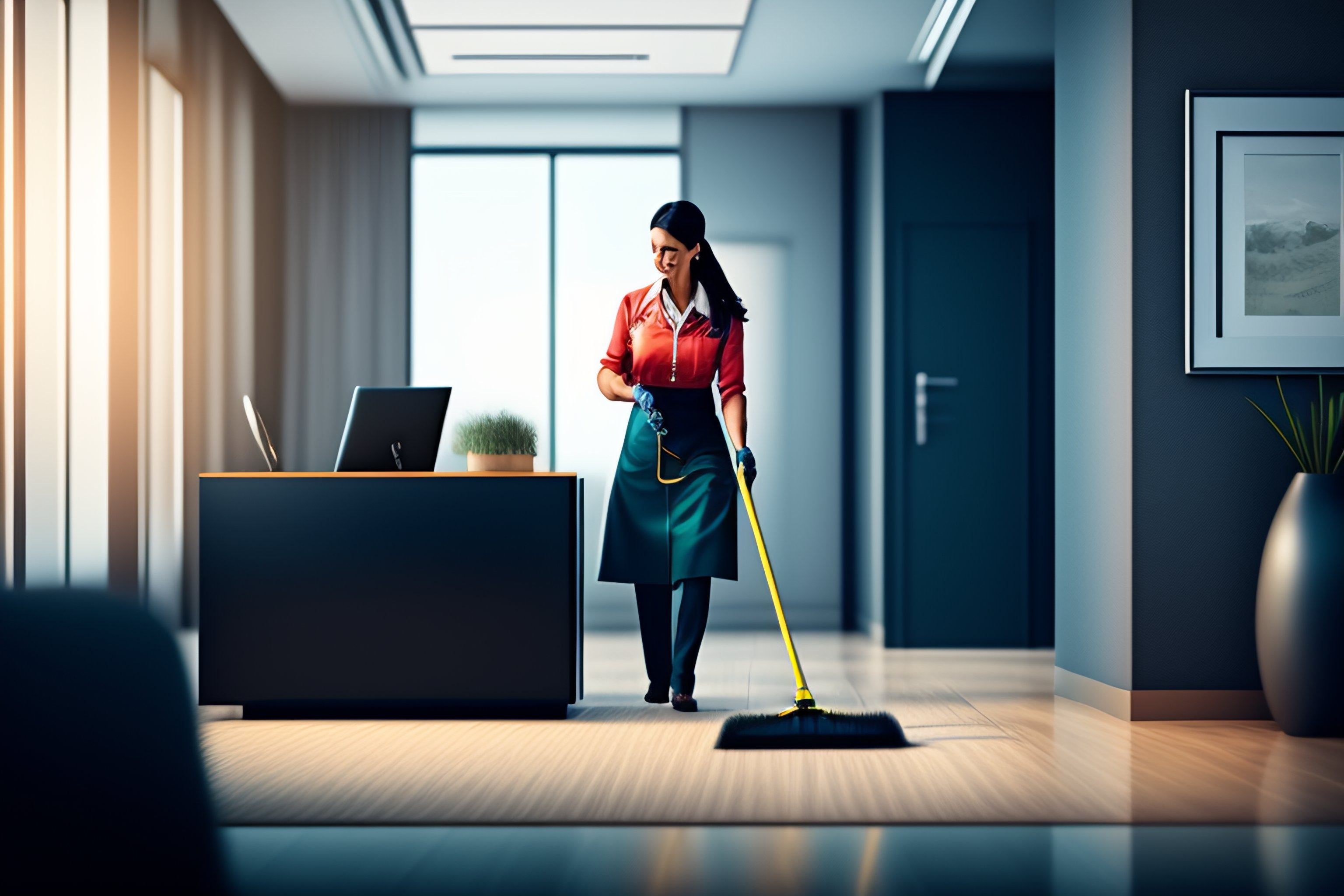 Lexica - Woman cleaning office