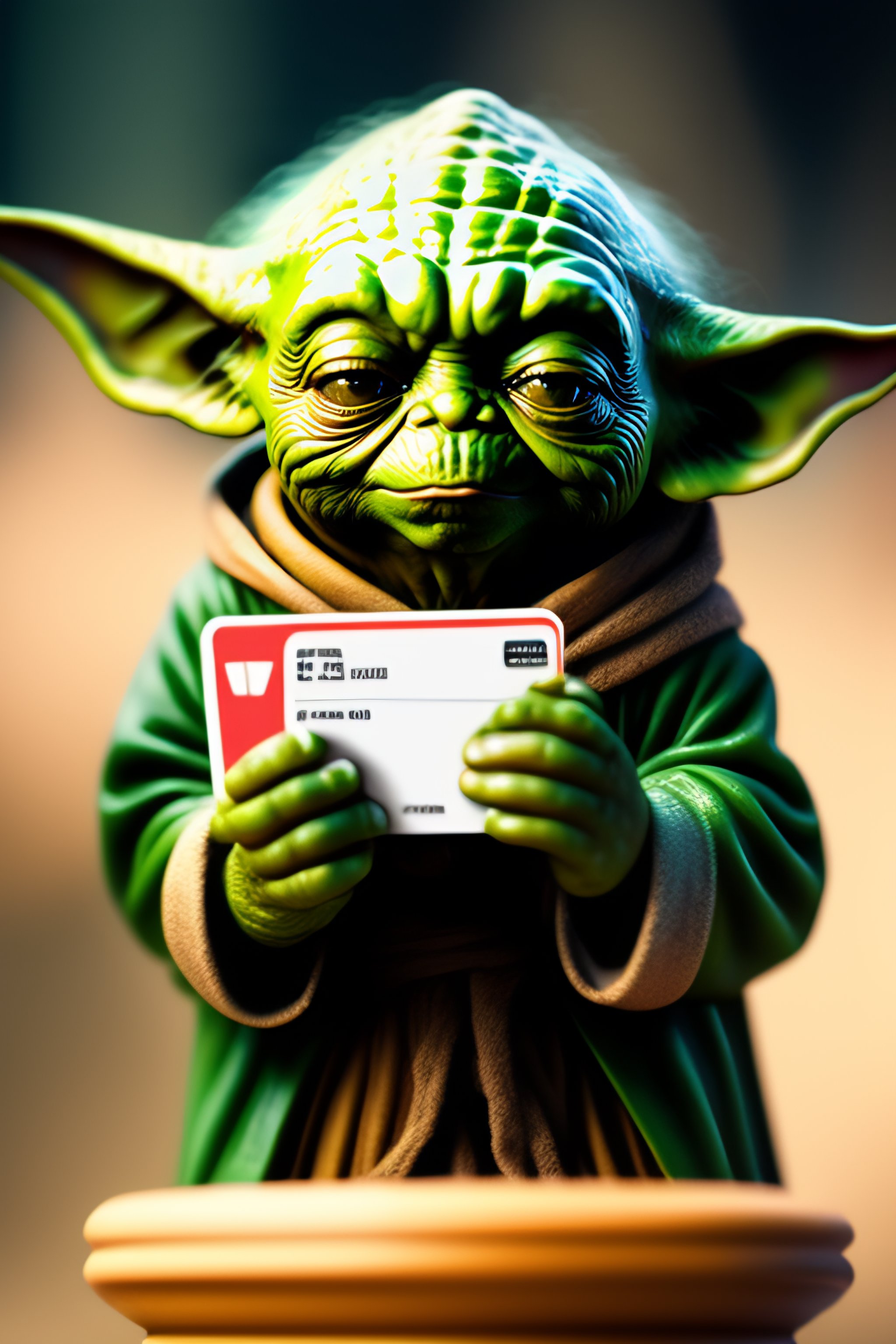 Lexica - Yoda holding a credit card in one hand and an expensive bill ...