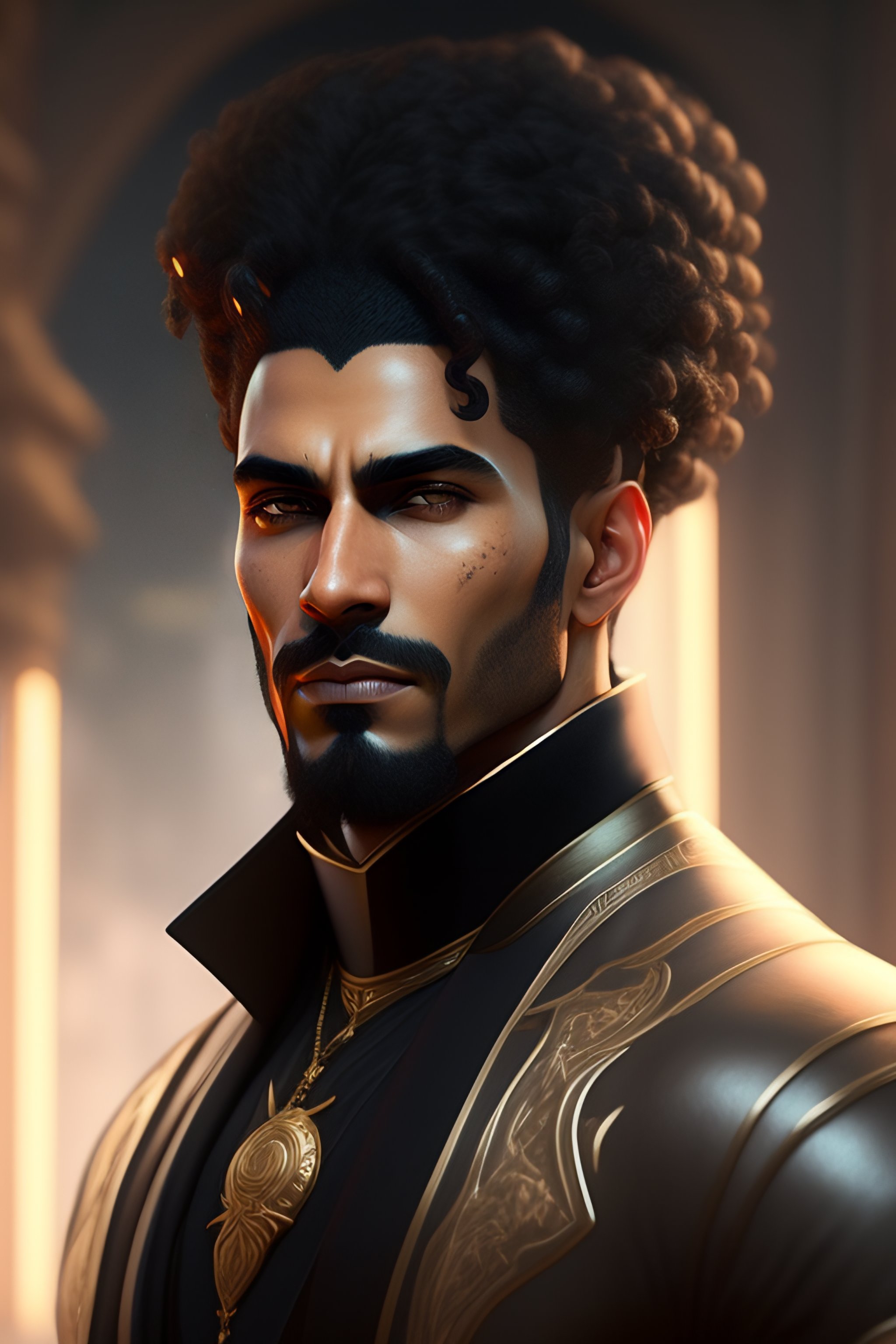 Lexica - Arab man with black hair curly,serious face, by WLOP,Artgerm ...