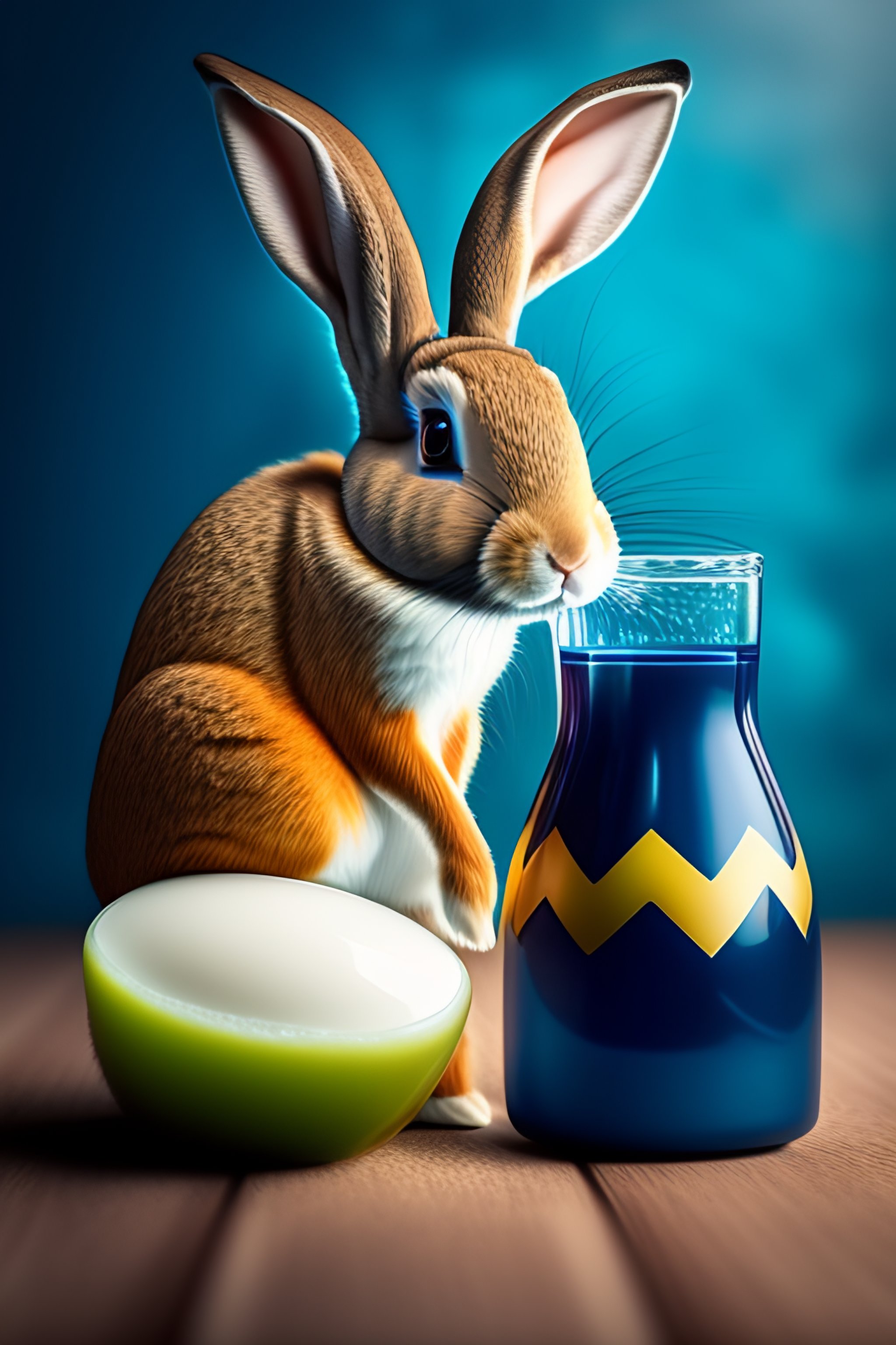 Lexica - A rabbit drinking Milk in a boca juniors jersey
