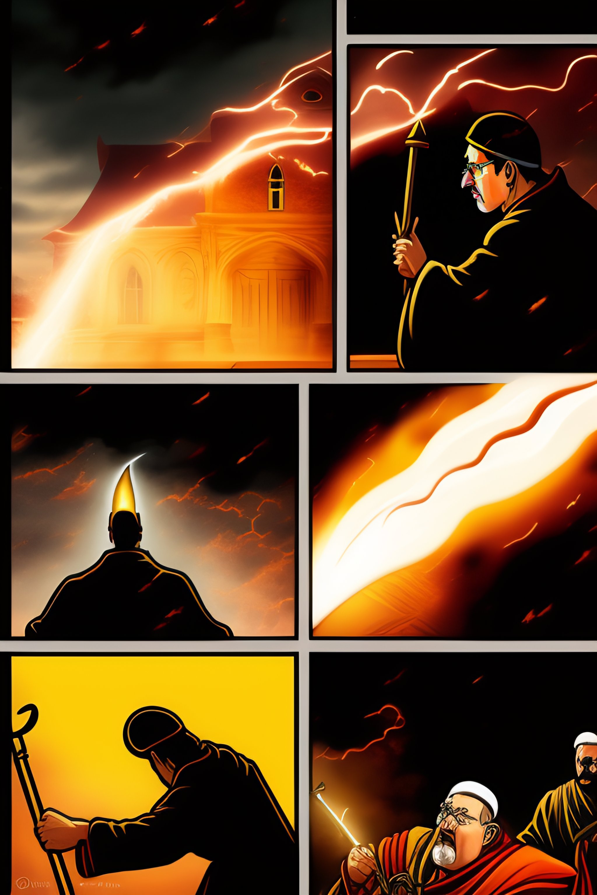 Lexica - Multipanel Cartoon Comic of catholic Monk being hit by ...